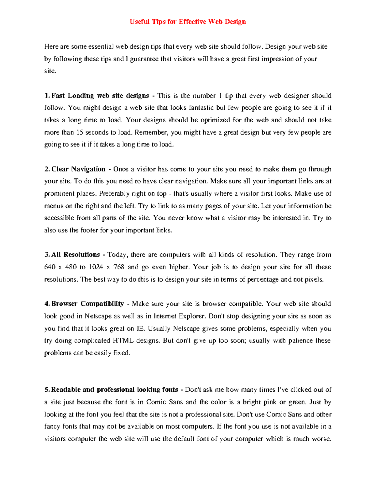 Ch07 Useful Tips for Effective Web Design - Useful Tips for Effective ...