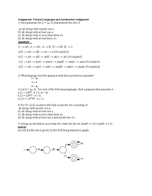 Formal Languages and Automation Assignment - (b) all strings with at least one a. (c) all ...