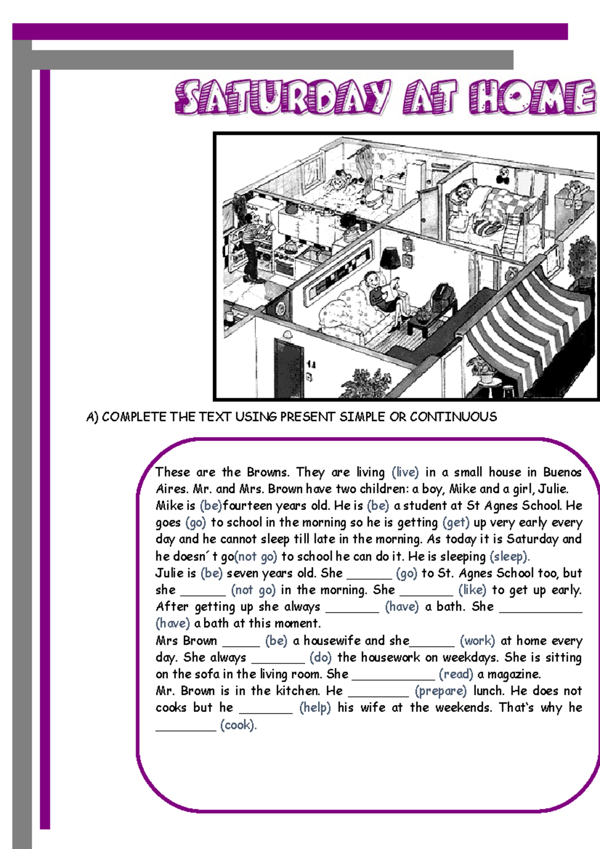 Present-simple and present progressive - A) COMPLETE THE TEXT USING ...