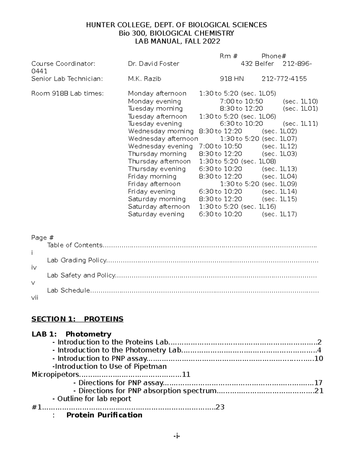 Contents and Policies-2022 - HUNTER COLLEGE, DEPT. OF BIOLOGICAL ...
