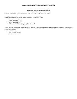 Lab 1 Determining Location - Harper College. GEG 112: Physical ...