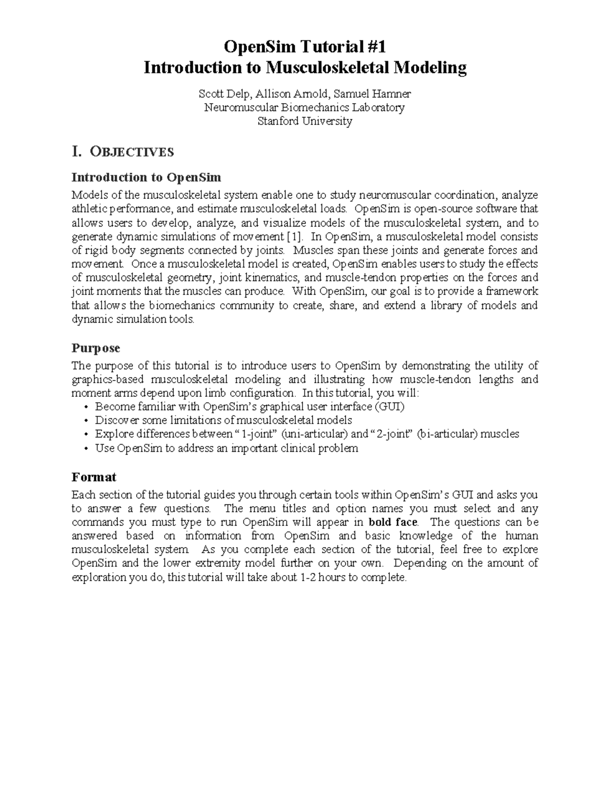 Open Sim Tutorial 1 for 30 and 31 - OpenSim Tutorial Introduction to Musculoskeletal Modeling ...