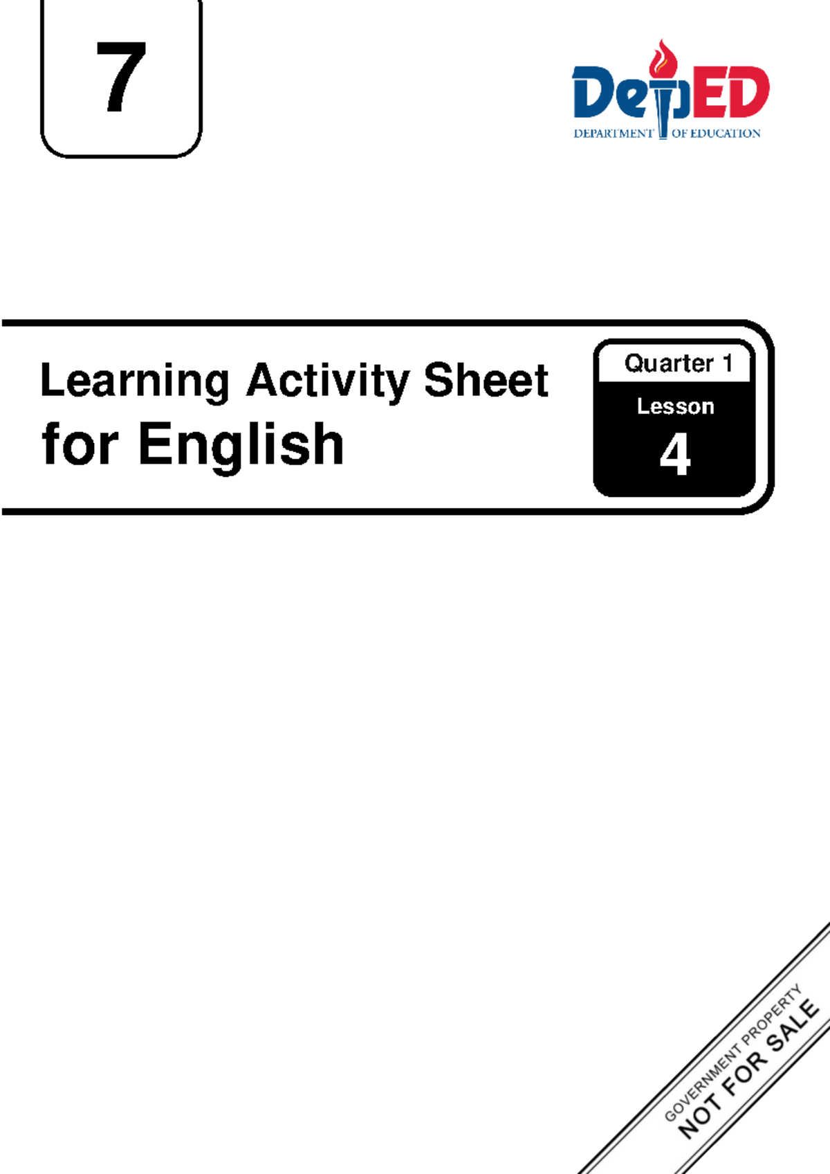 Q1 WS English 7 Lesson 4 Week 4 - Learning Activity Sheet for English 7 Quarter 1 Lesson 4 ...