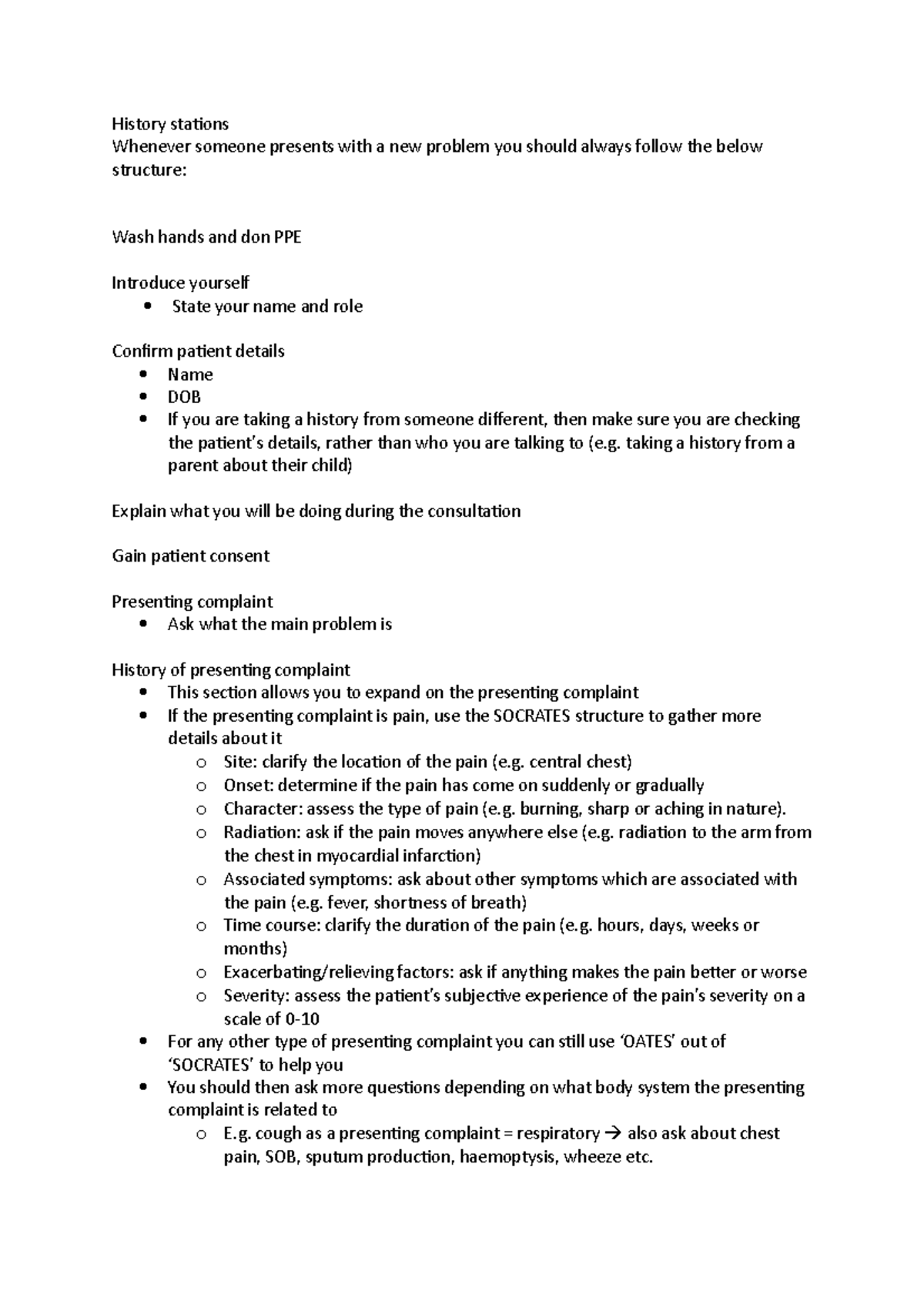 OSCE document - How to approach OSCE( steps in order) and examples ...