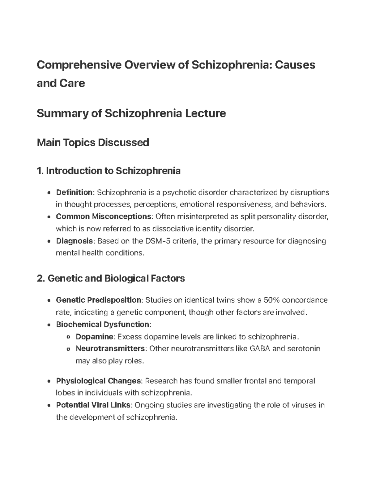 Psychology notes - Comprehensive Overview of Schizophrenia: Causes and ...