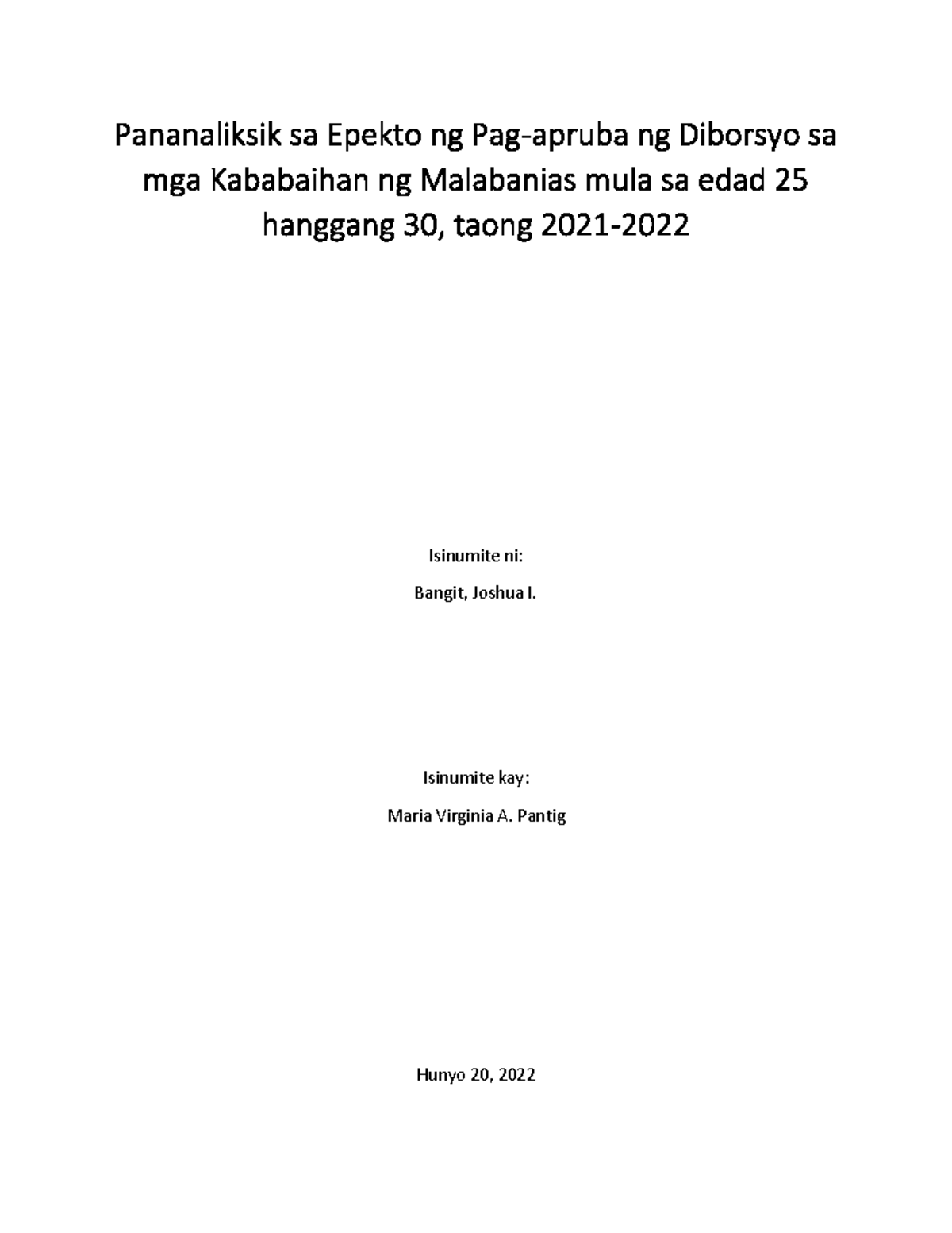 Filbas Pananaliksik - It will help you - Pananaliksik sa Epekto ng Pag ...