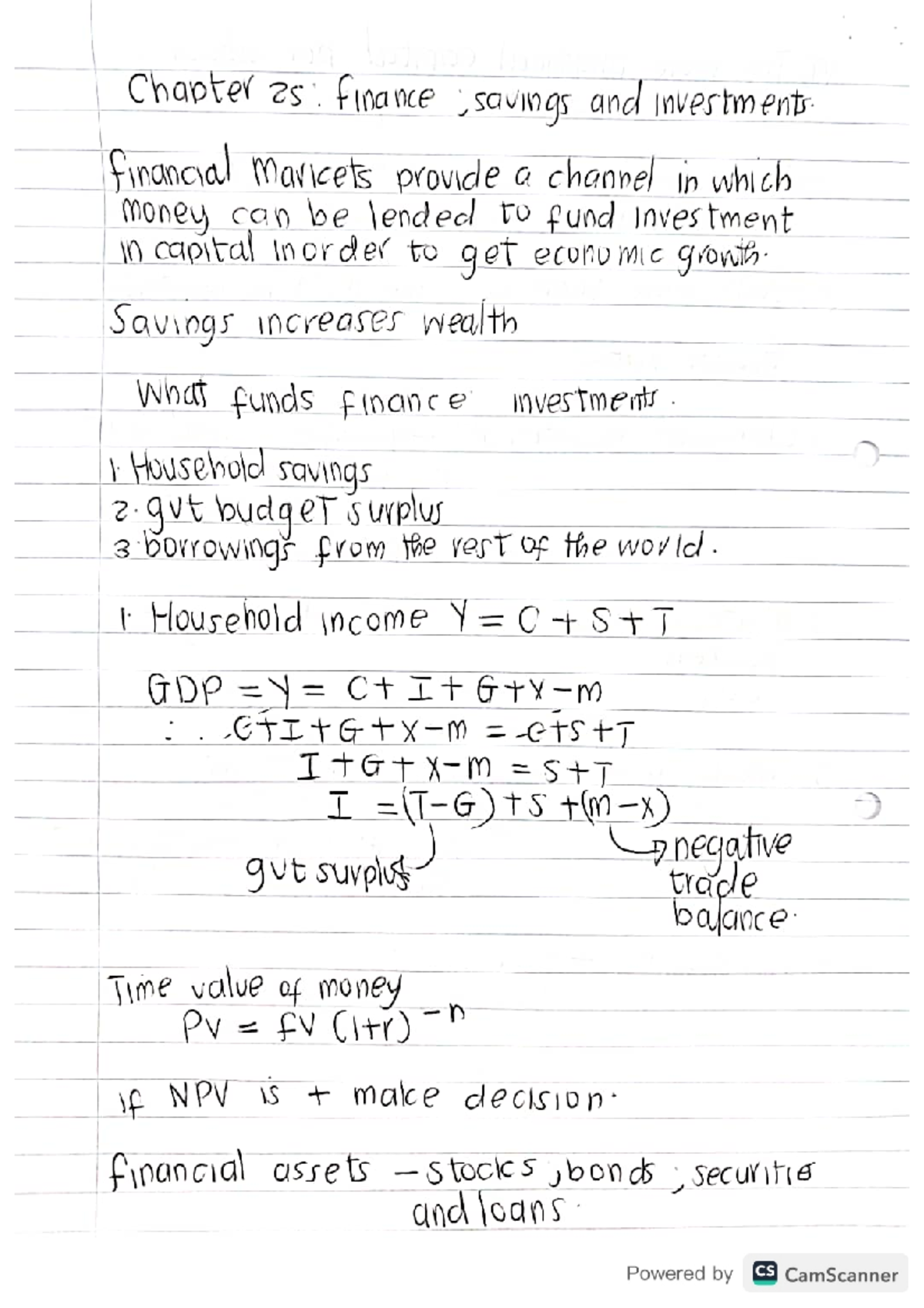 Chapter 2 summary notes - Chapter 25 finance savings and investments ...