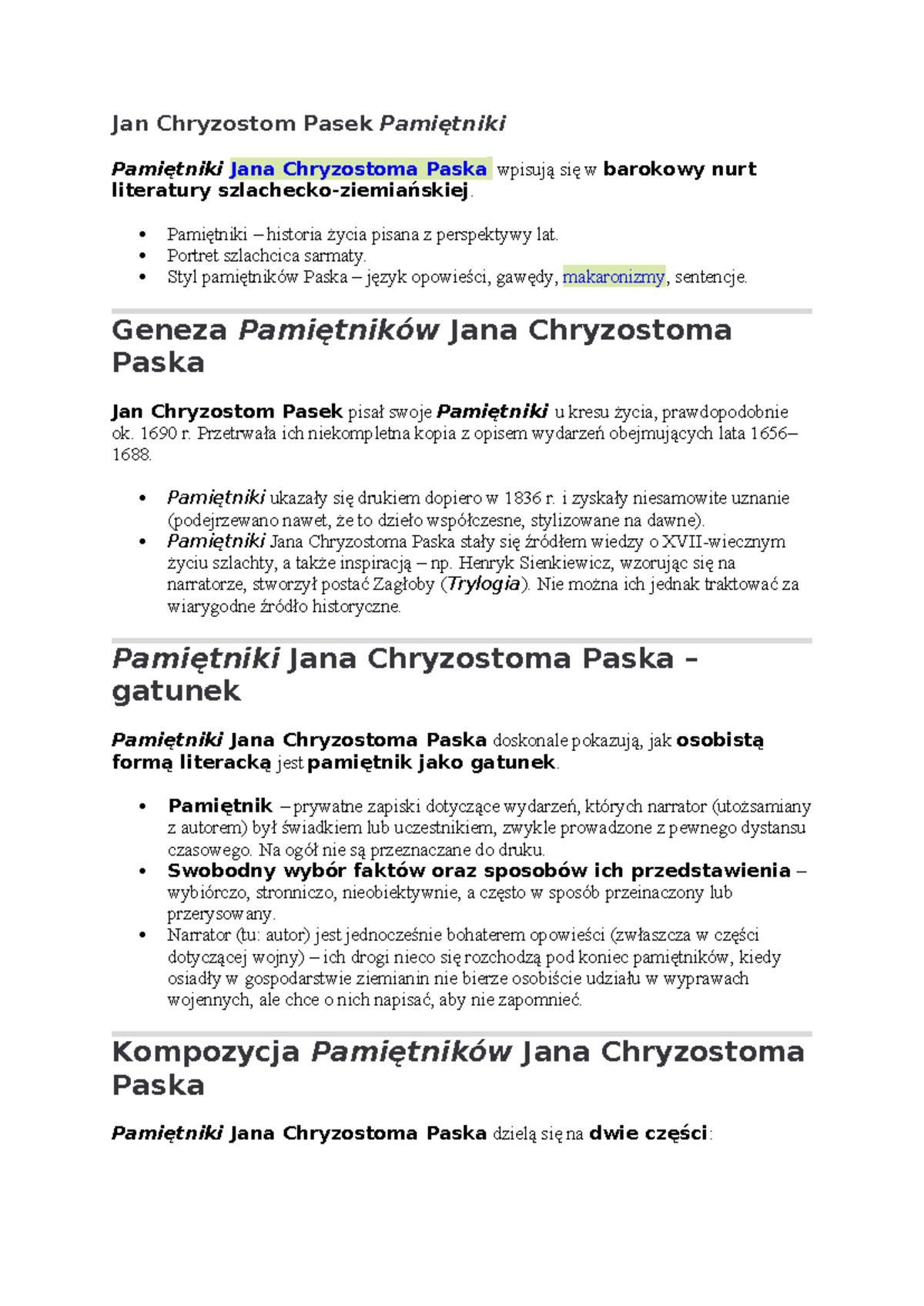 Pasek Jan Chryzostom Pamiętniki - Jan Chryzostom Pasek Pamiętniki ...