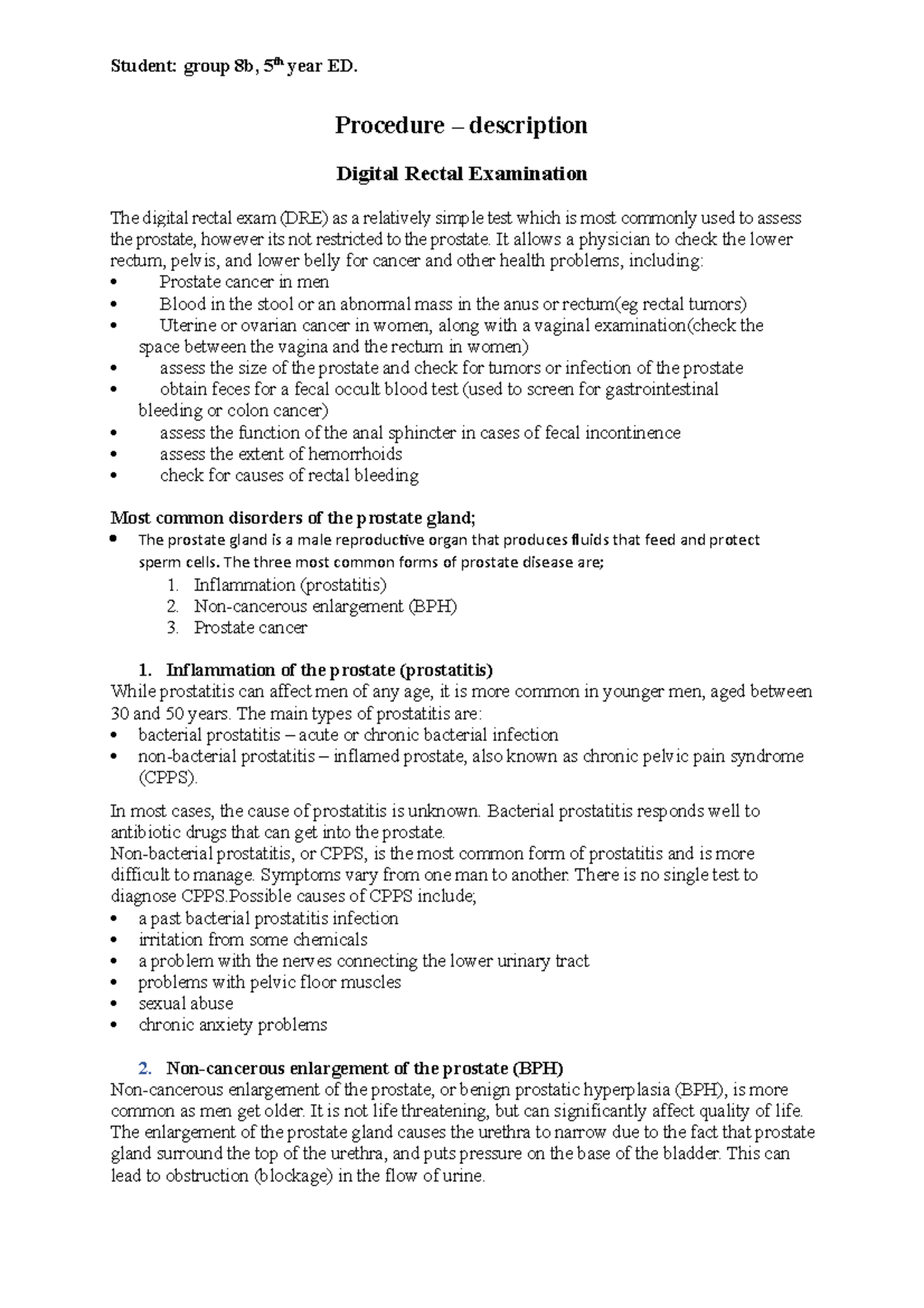 Digital Rectal Examination - Student: group 8b, 5th year ED. Procedure ...