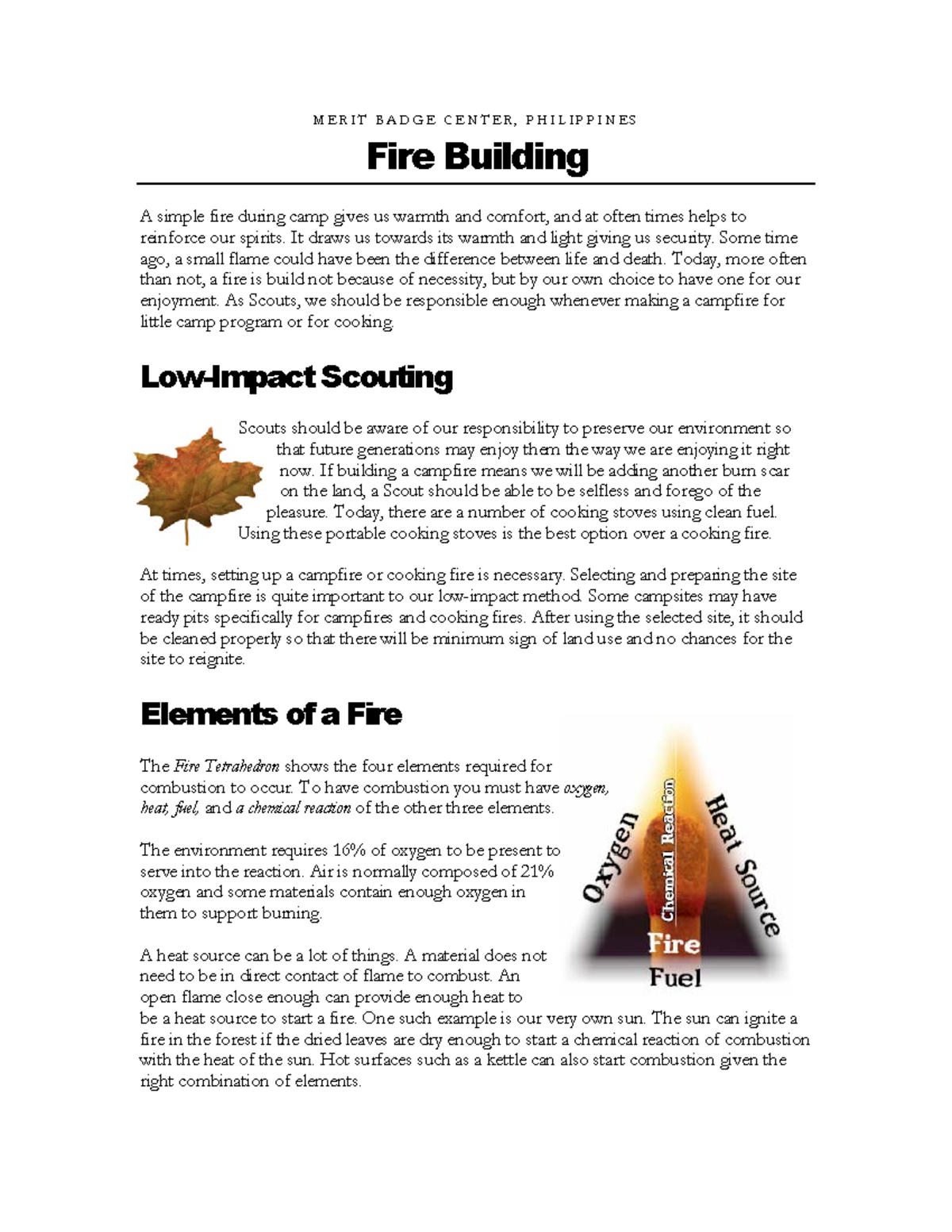 Fire Building - none - M E R I T B A D G E C E N T E R , P H I L I P P ...