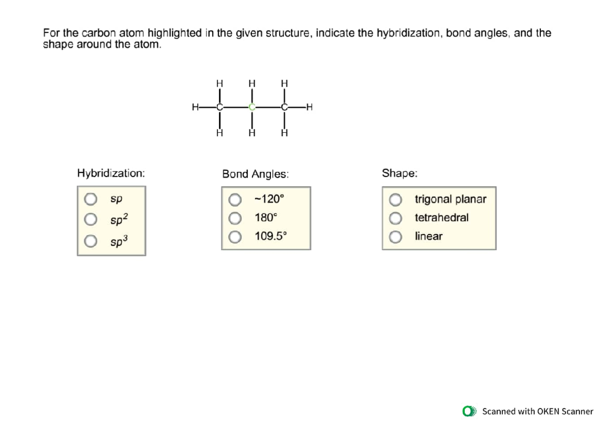 Chemistry 6 - Hybridization, Bond angles, Shape around the atom ...