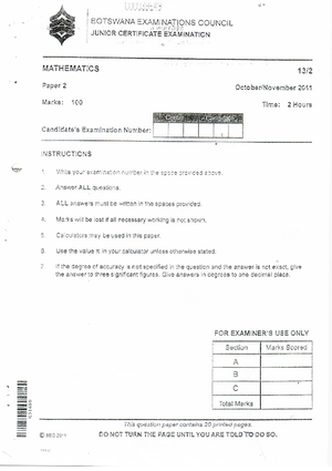 Maths JCE 2019 Paper 2 - Revision - introductory to mathematics - Studocu