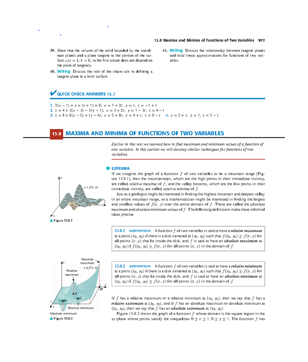 Math work ch13-7 - Math work - 13 Maxima and Minima of Functions of Two ...