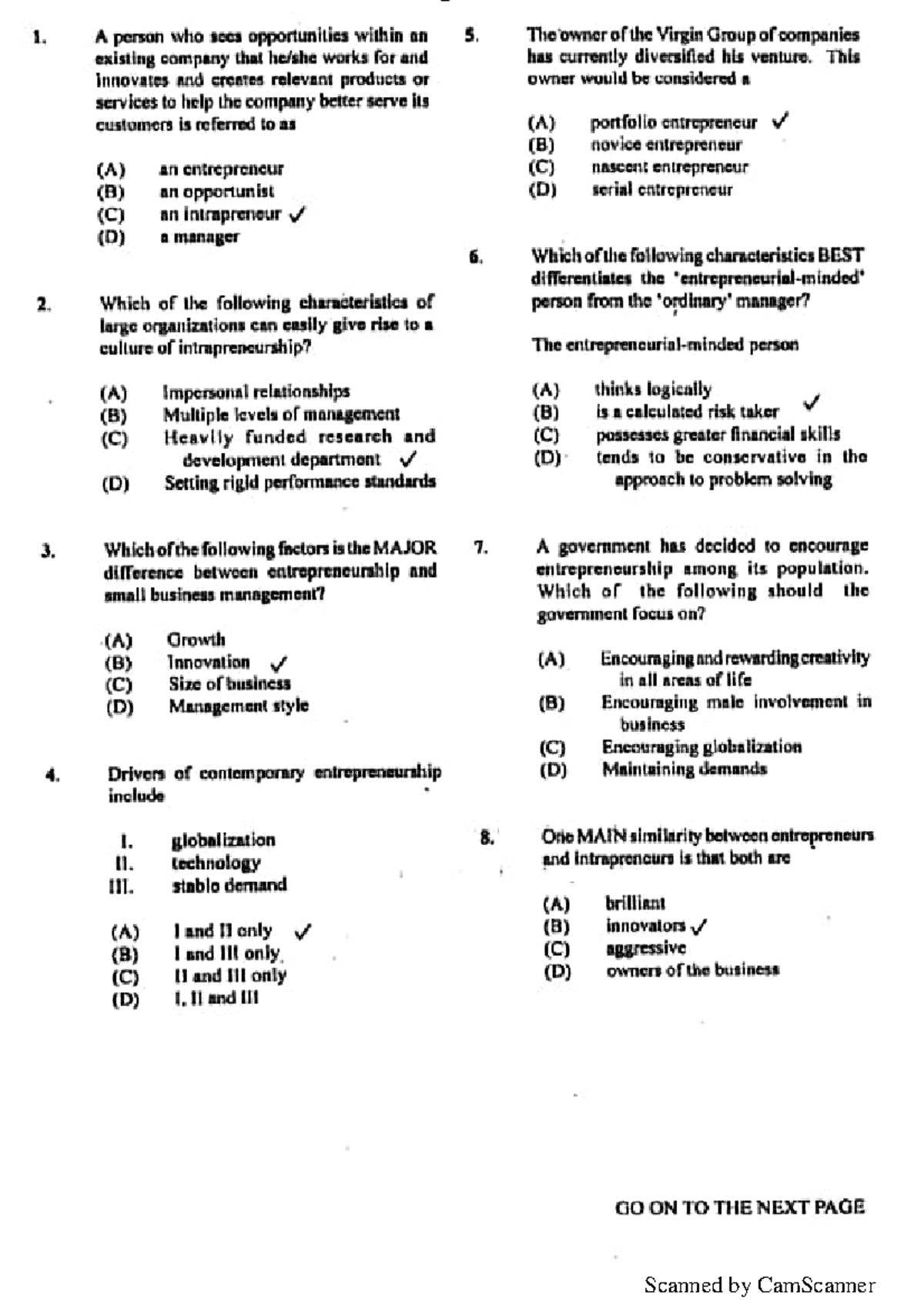CAPE Entrepreneurship U1 P1 2016 - Studocu