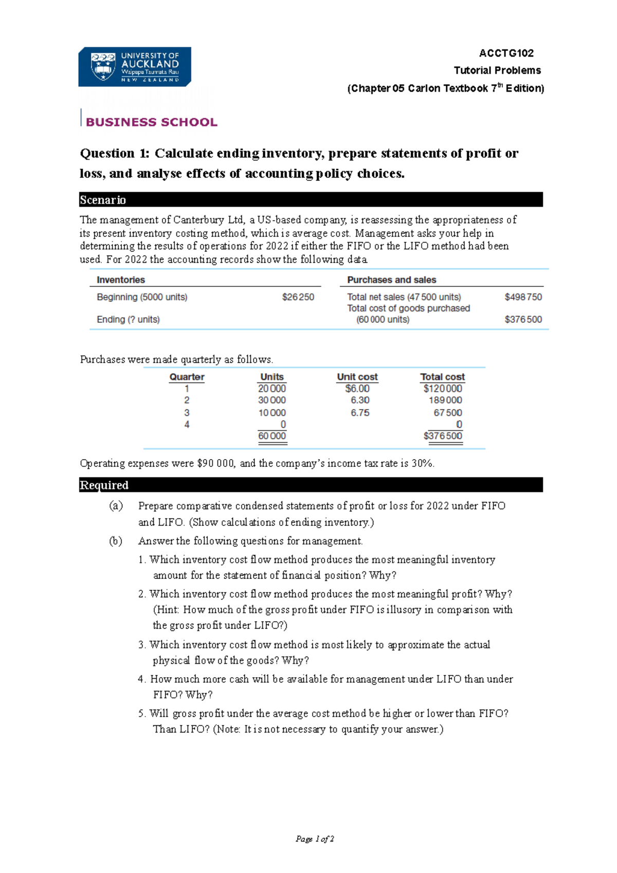 Week 06 Chapter 05 Tutorial Problems updated - ACCTG Tutorial Problems ...
