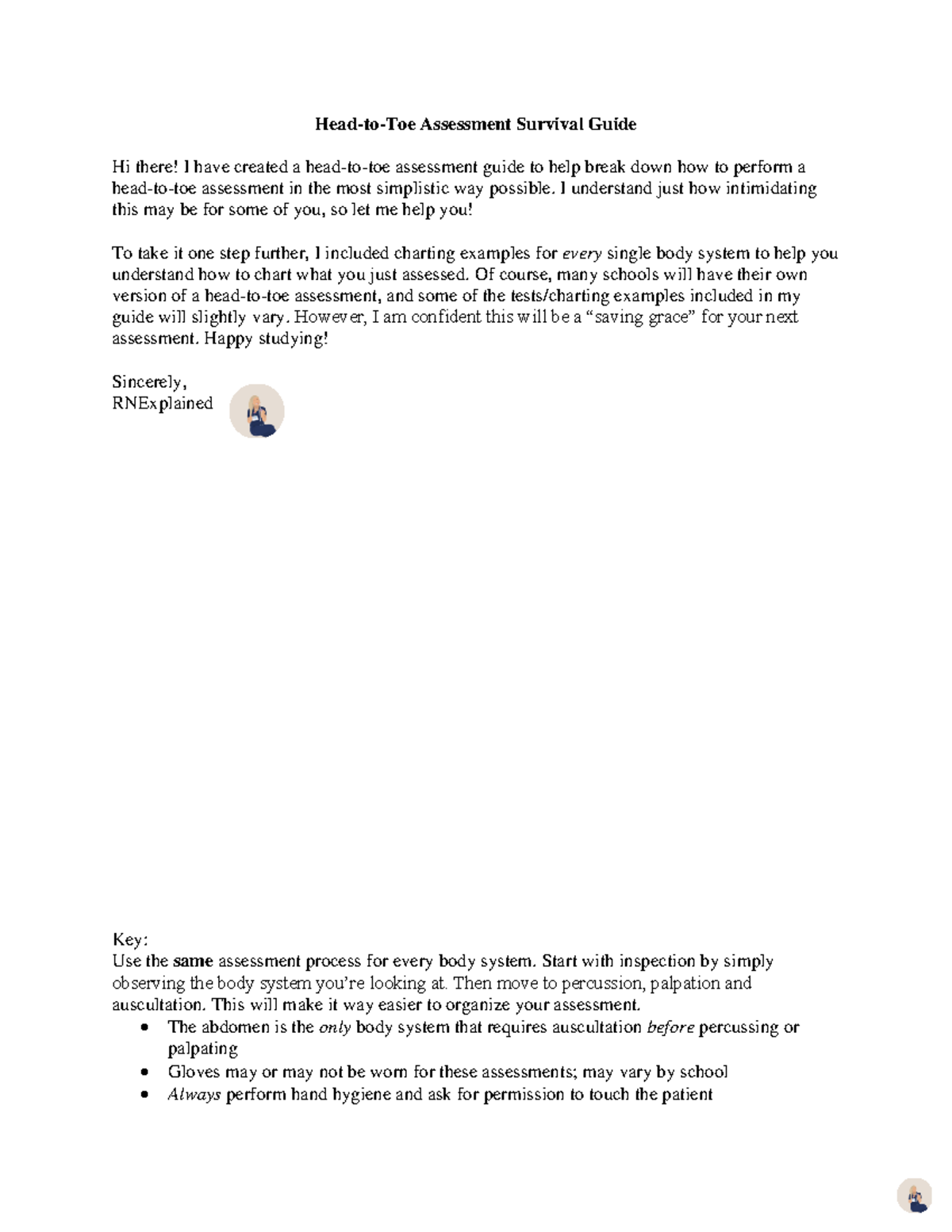 Head-to-Toe Assessment - NSG 3160 - Studocu