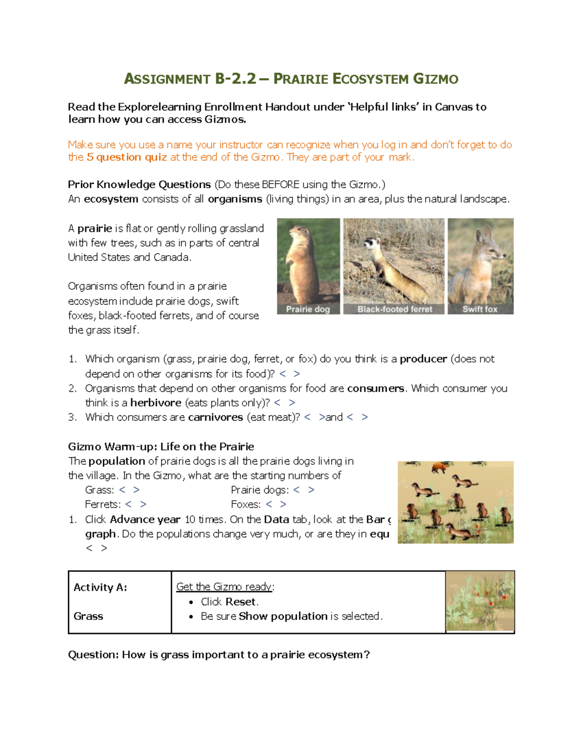 SCN2231-B-2.2 Prairie System Assignment - ASSIGNMENT B-2. 2 – PRAIRIE ...