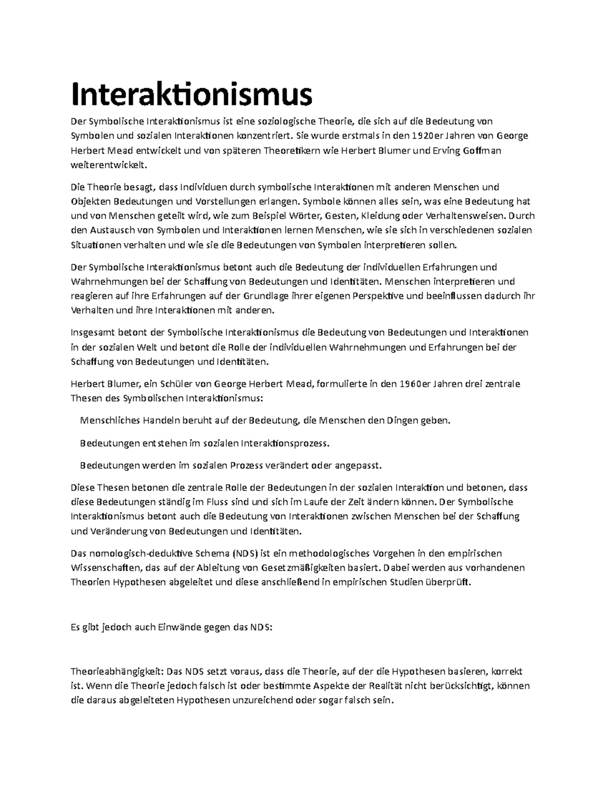 Interaktionismus - Sie wurde erstmals in den 1920er Jahren von George ...