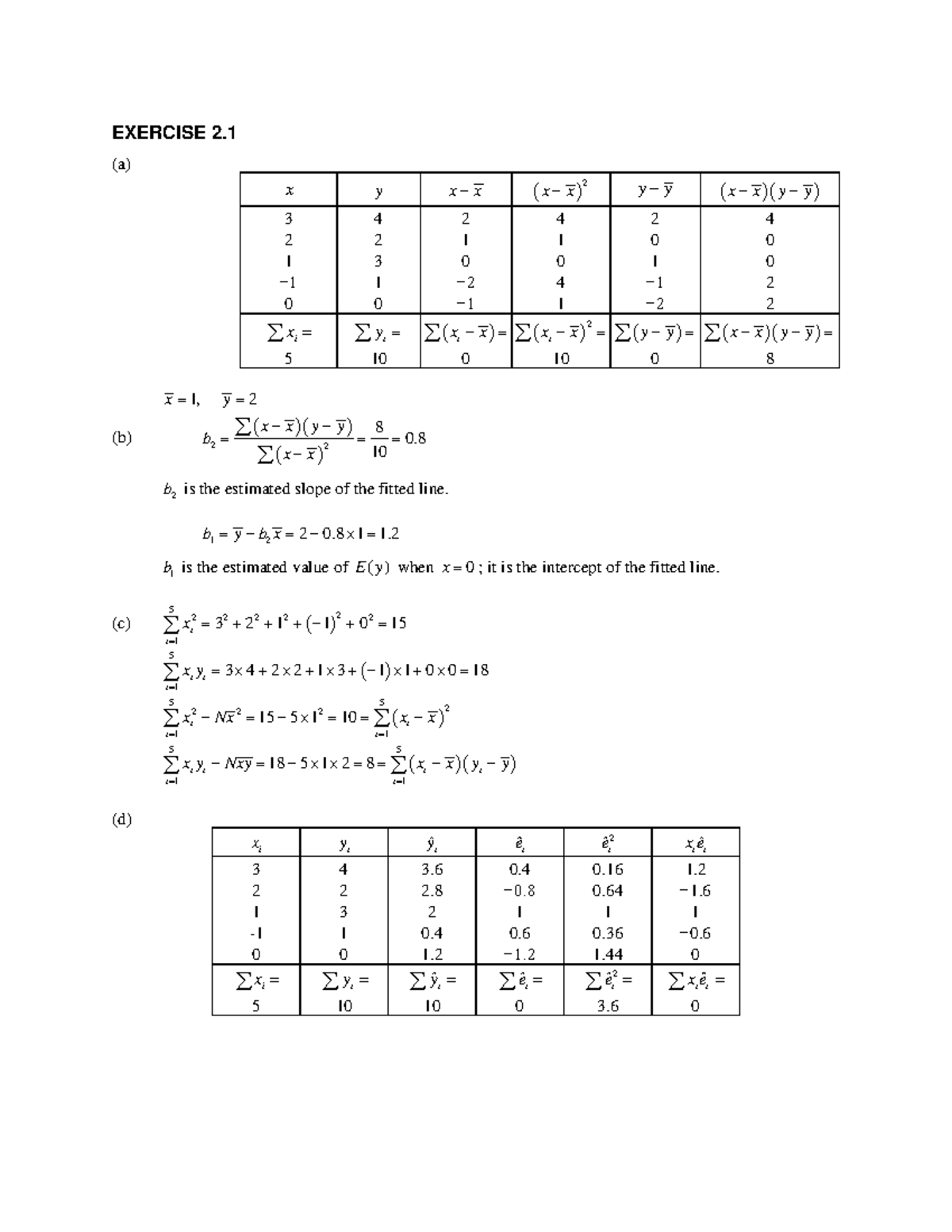 Homework 1 Answer Key EXERCISE 2 a X Y X X 2 X X Y Y