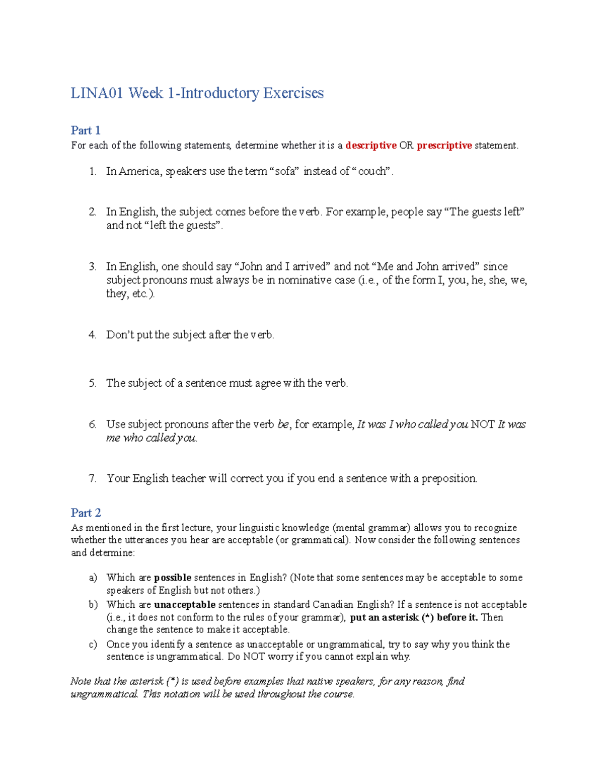LINA01-Tutorial-Week1 - LINA01 Week 1-Introductory Exercises Part 1 For ...