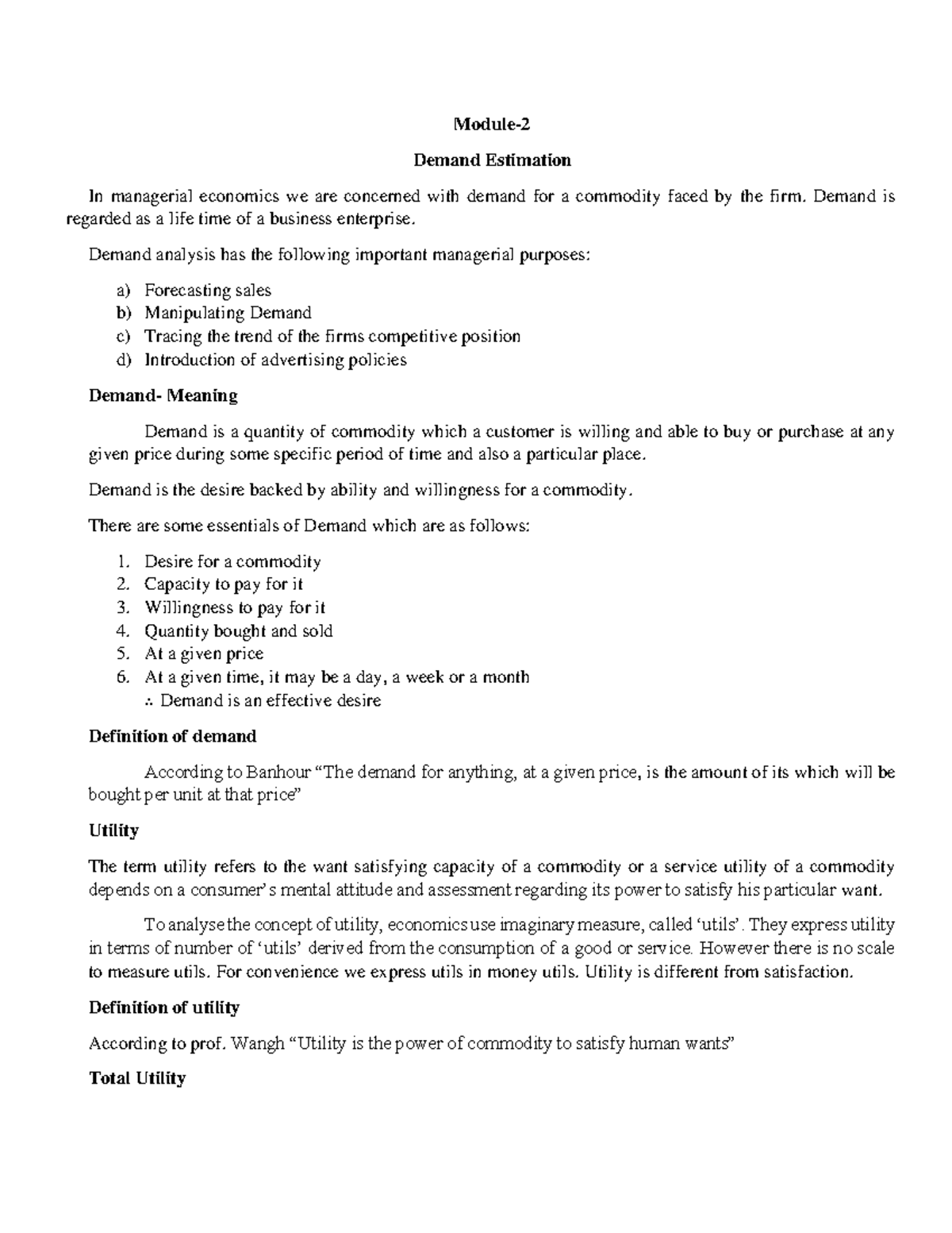 Managerial economics module 2 - Module- Demand Estimation In managerial ...