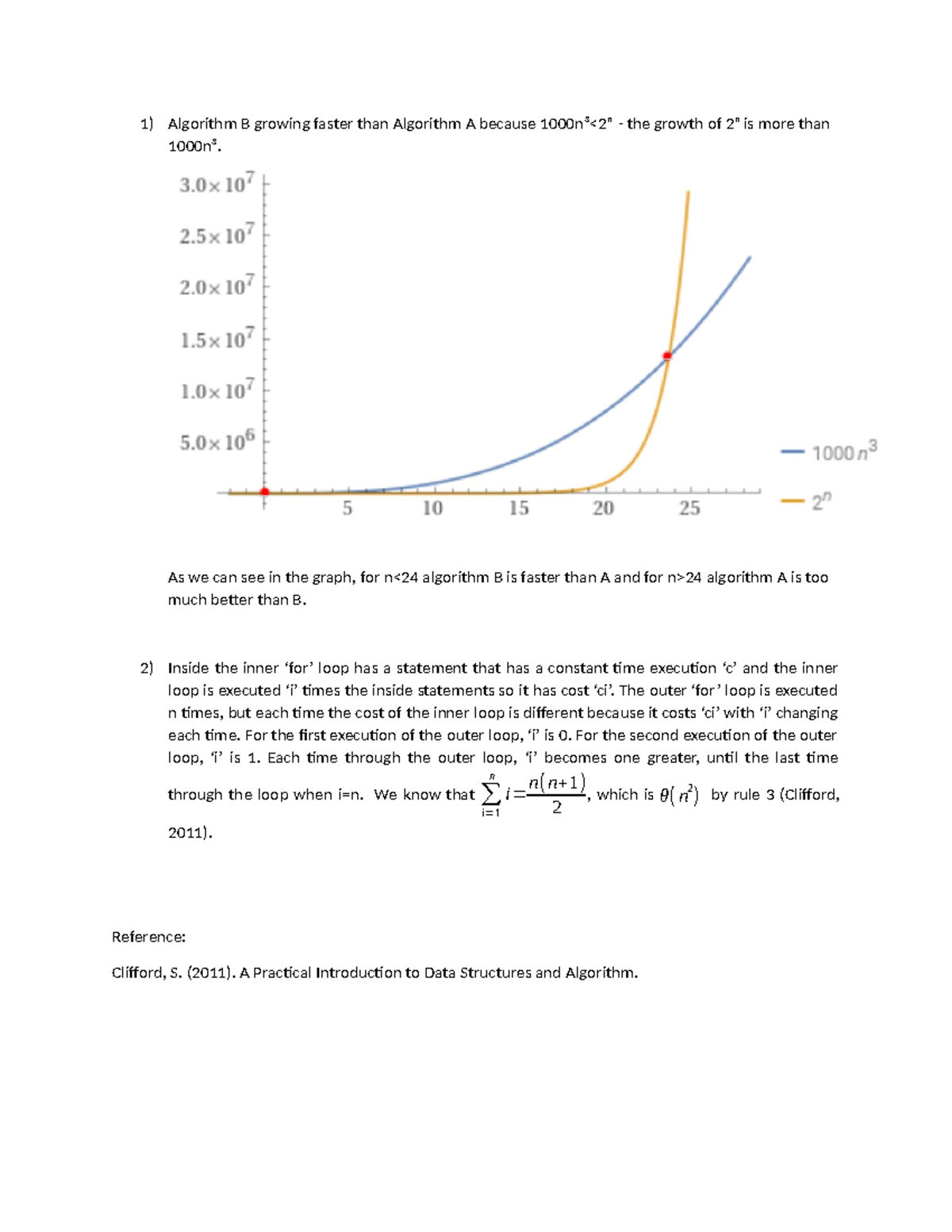 Discussion Forum Unit 2 1 Algorithm B Growing Faster Than Algorithm A Because 1000n 3