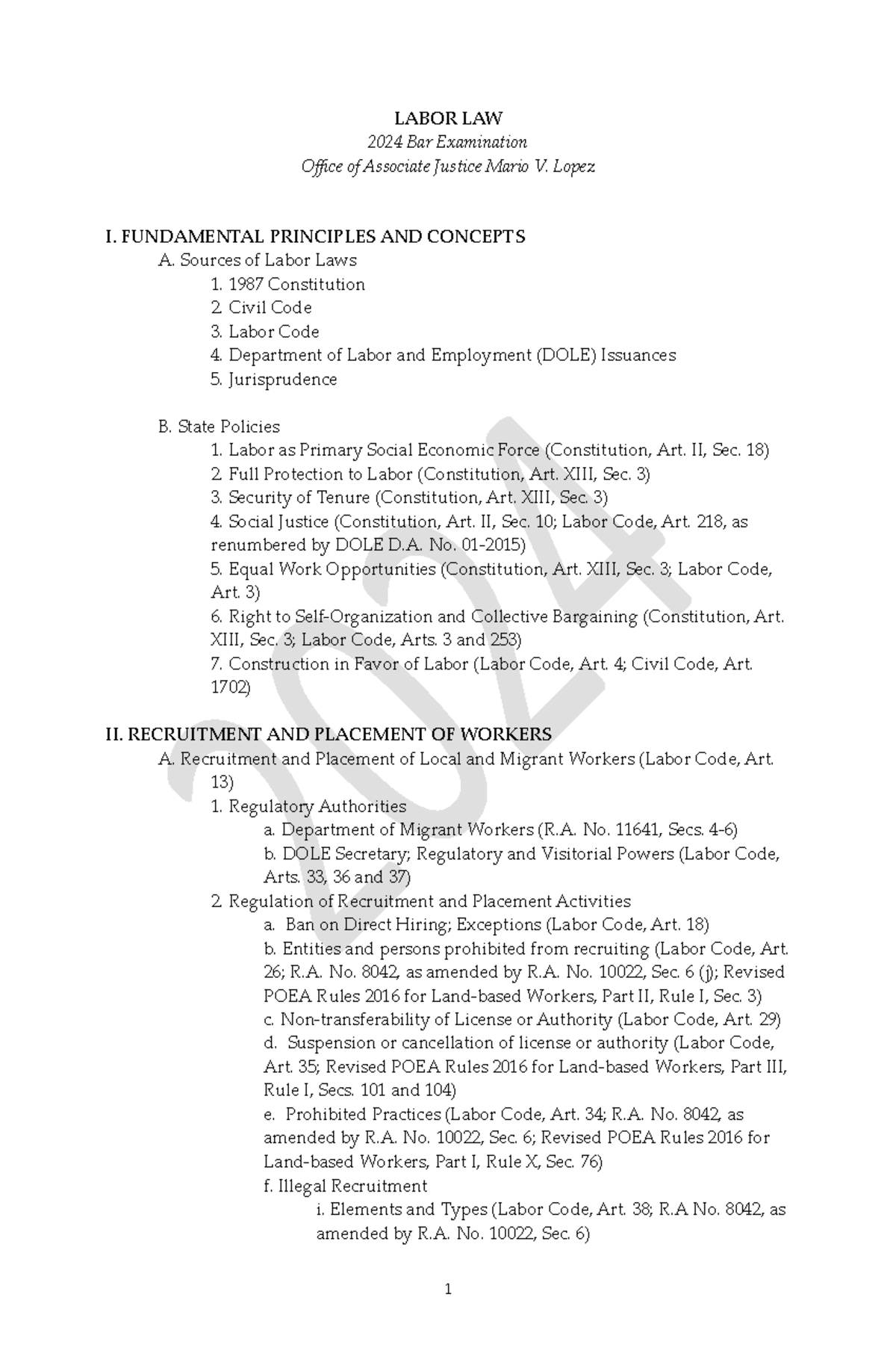 Labor Law Syllabus - Labor 1 - CJC - Studocu