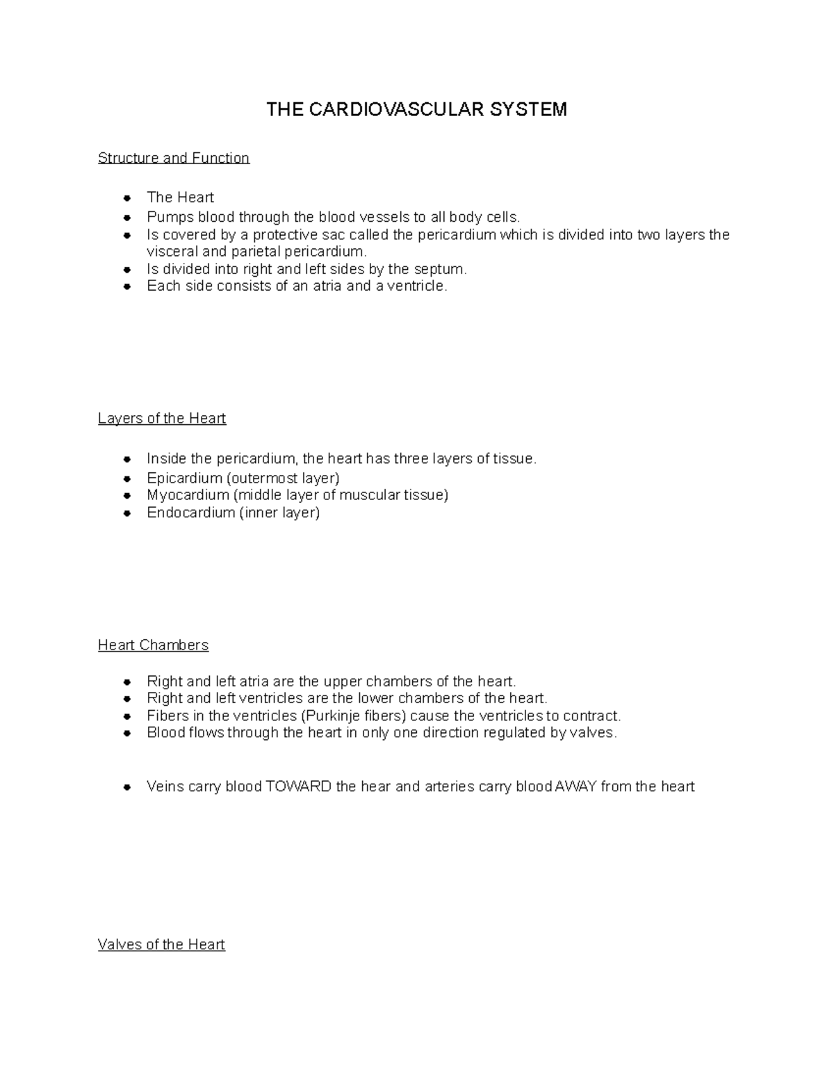 Medical Terminology II Notes 9 - THE CARDIOVASCULAR SYSTEM Structure ...