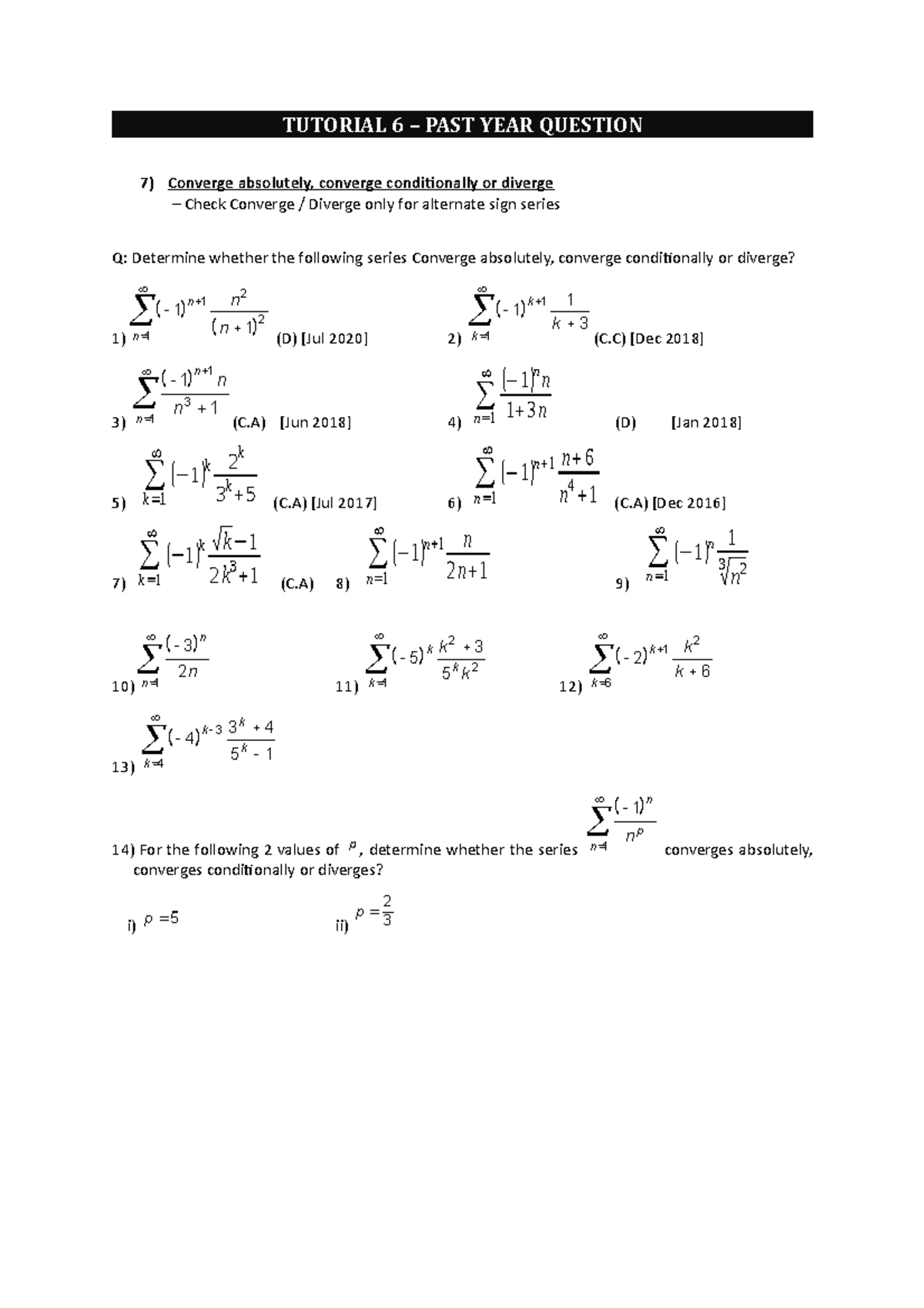 Tutorial 6 - CA, CC, D Calculus III For Engineers MAT455 - TUTORIAL 6 ...