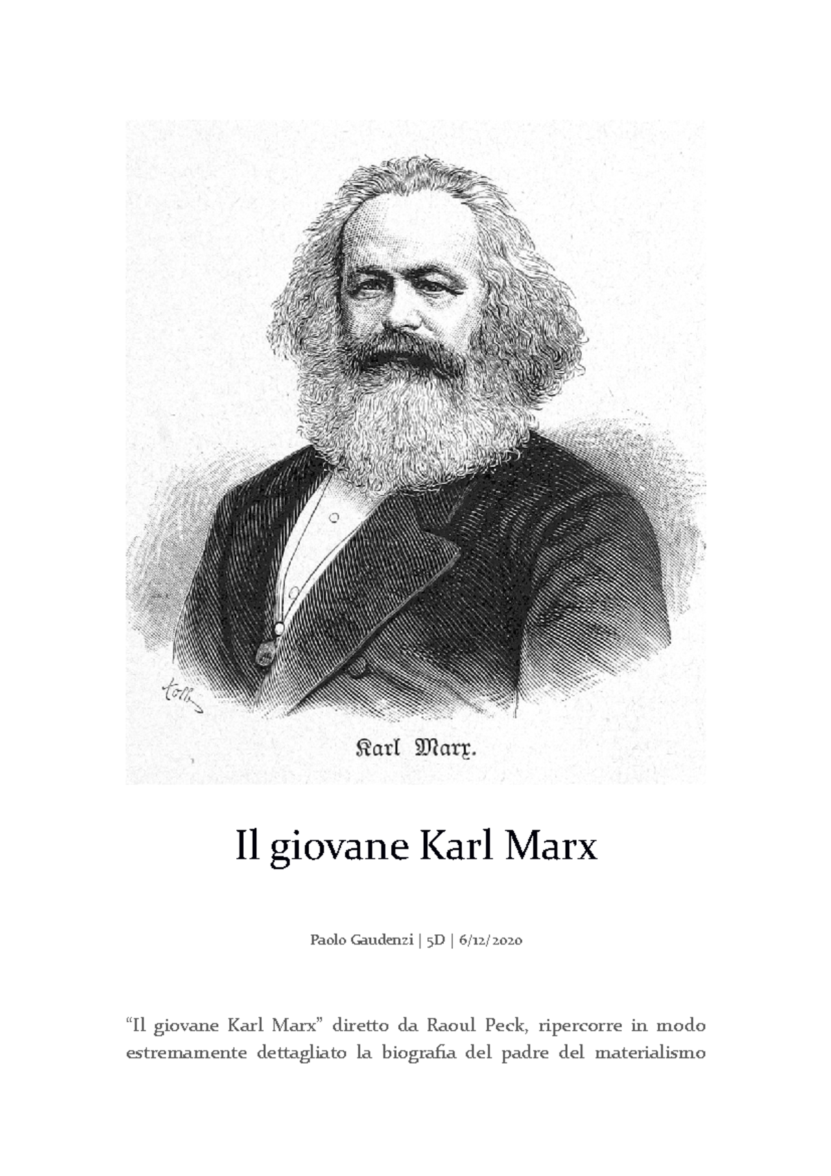 Il giovane Karl Marx - Il giovane Karl Marx Paolo Gaudenzi | 5D | 6/12 ...