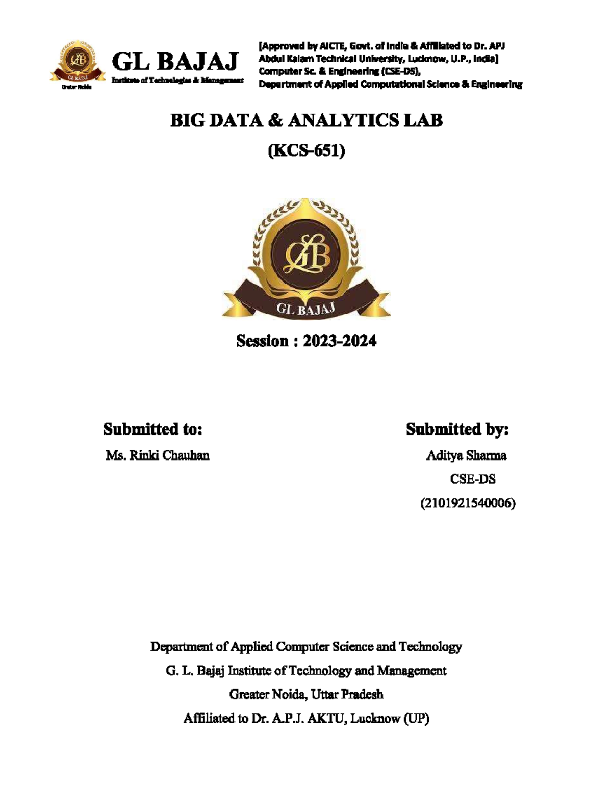 Bda file for Aktu - b.tech - Studocu