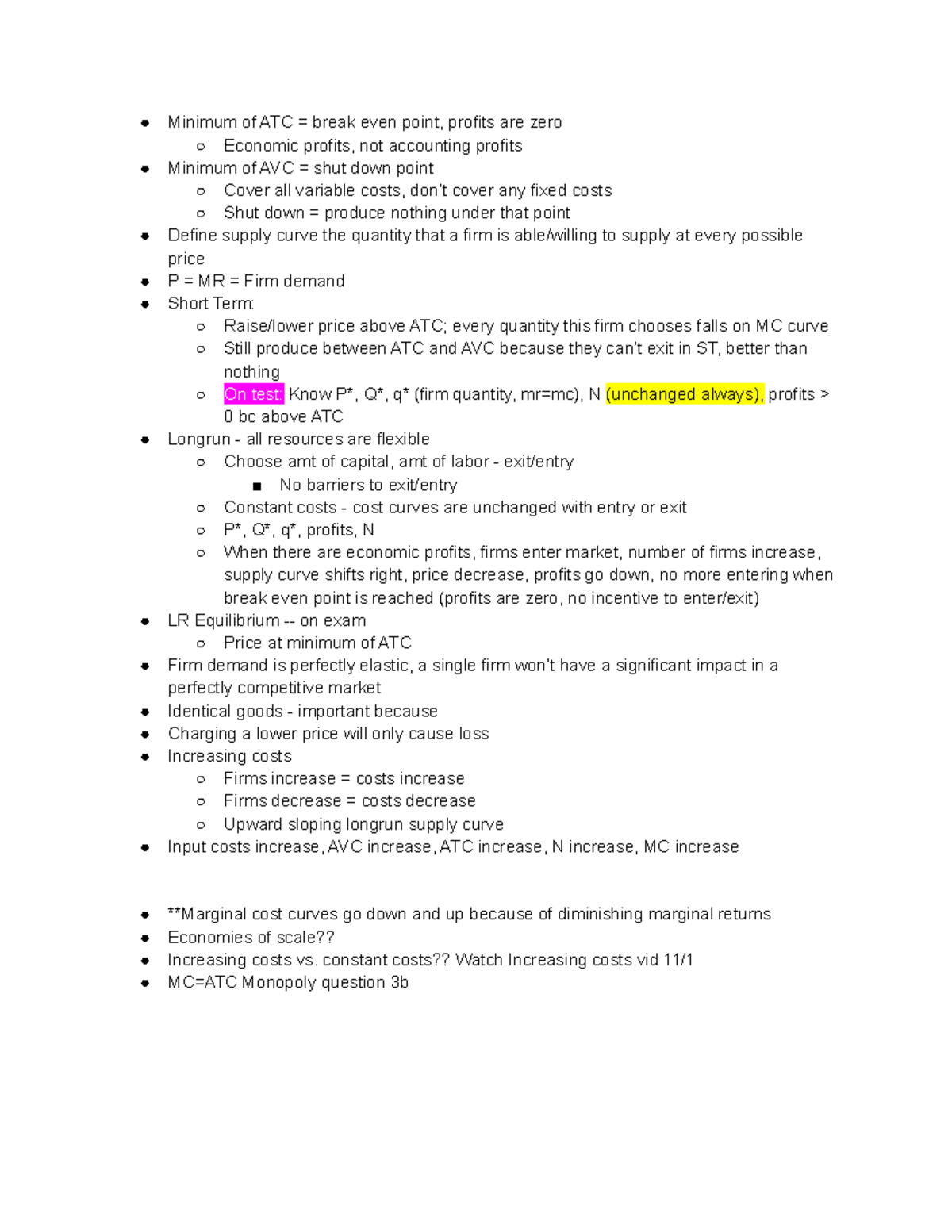 10 27 - Exam prep materials - Minimum of ATC = break even point ...