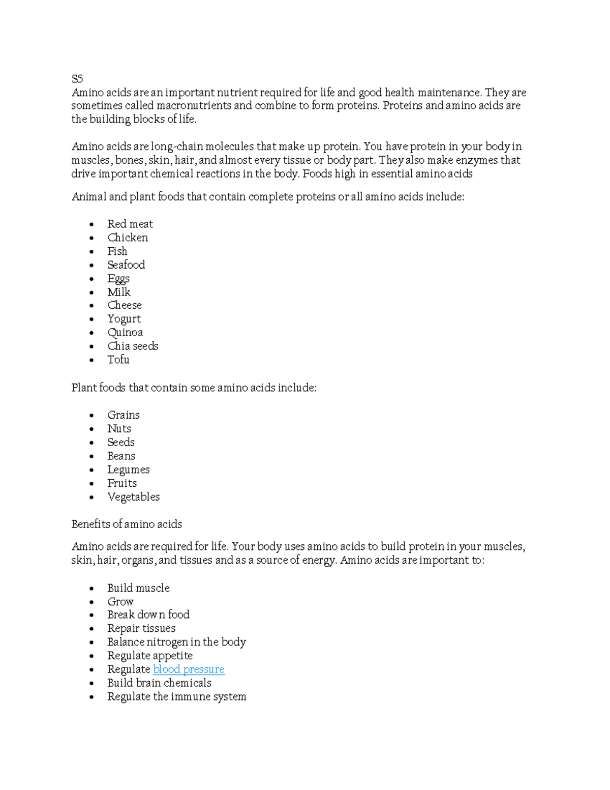 Biochem Lecture- Aug.25 (L5&6) - S Amino acids are an important ...