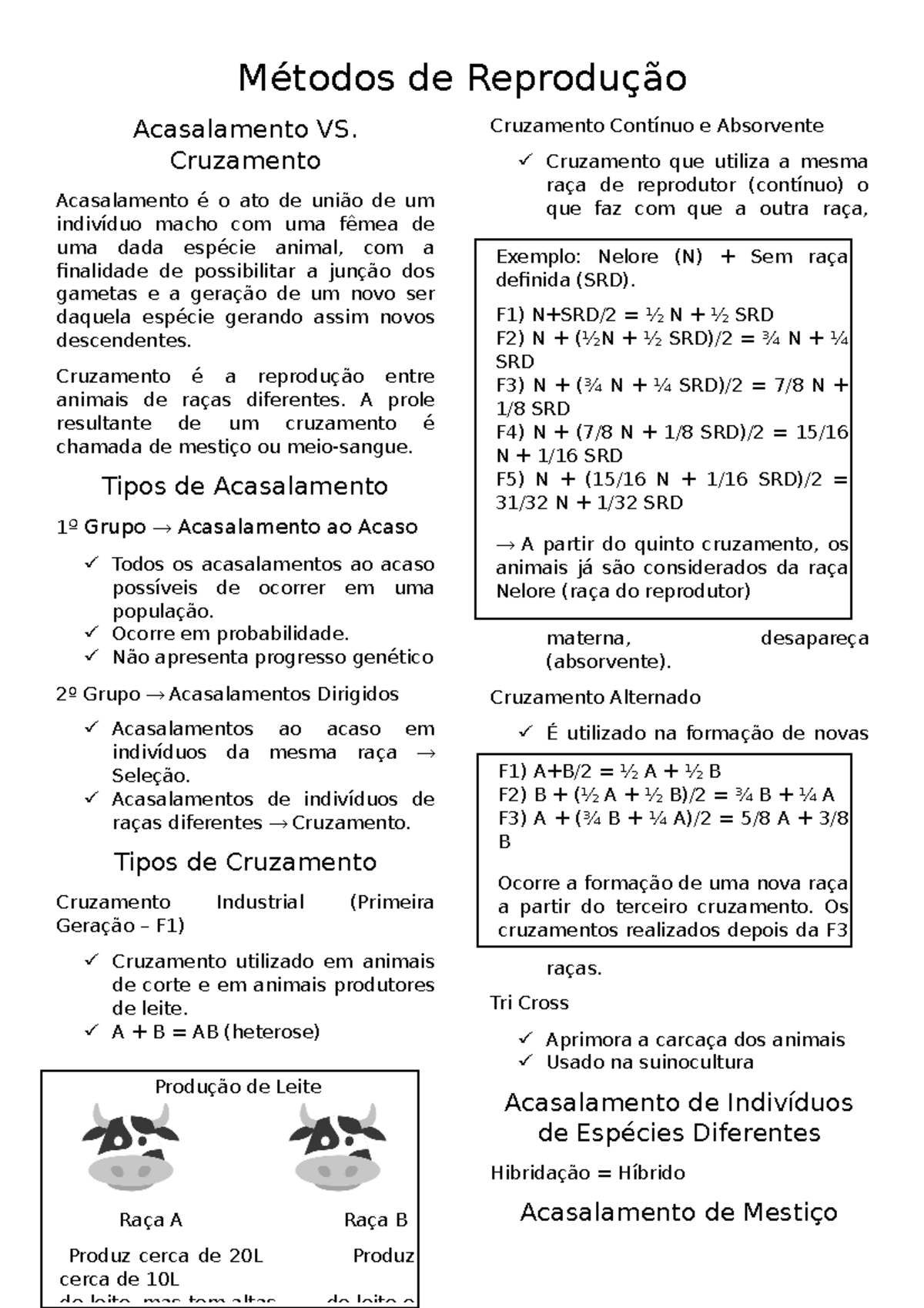 Métodos de Reprodução - de Acasalamento VS. Cruzamento Acasalamento o ...
