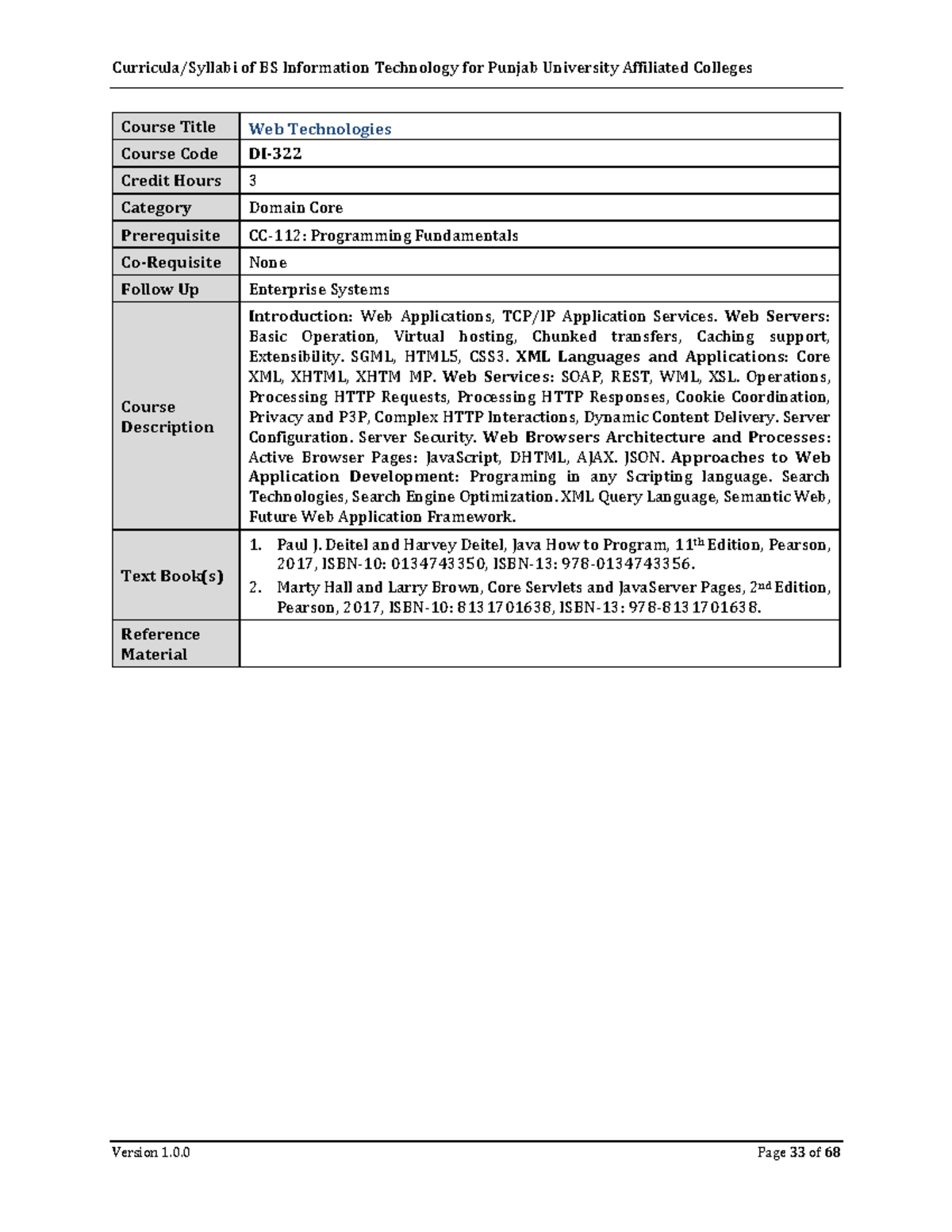 DI322 - ghgfyyh - Curricula/Syllabi of BS Information Technology for Punjab University ...