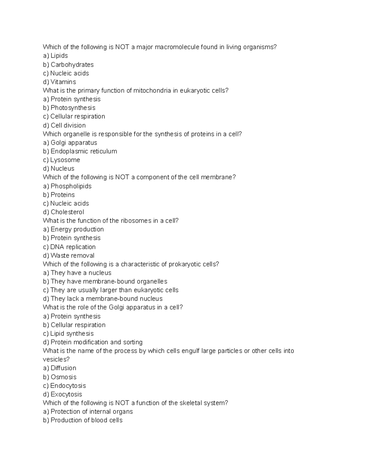 Original MC Quiz - Have a test - Which of the following is NOT a major ...