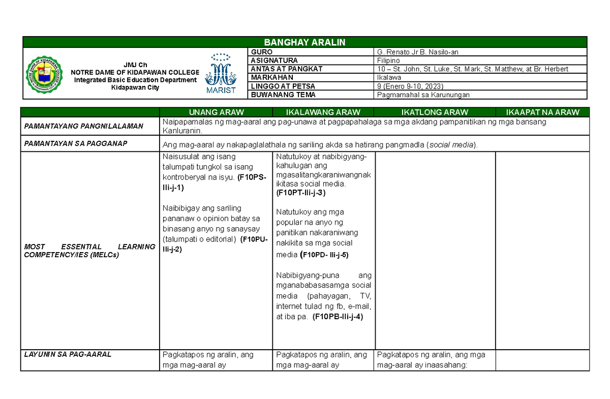 Filipino 10- LP - week 9 - afa - Auditing and Assurance Services: an ...