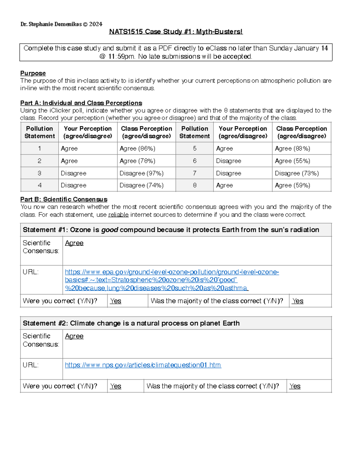 NATS1515 Case Study #1- Myth-busters - Dr. Stephanie Domenikos © 2024 ...