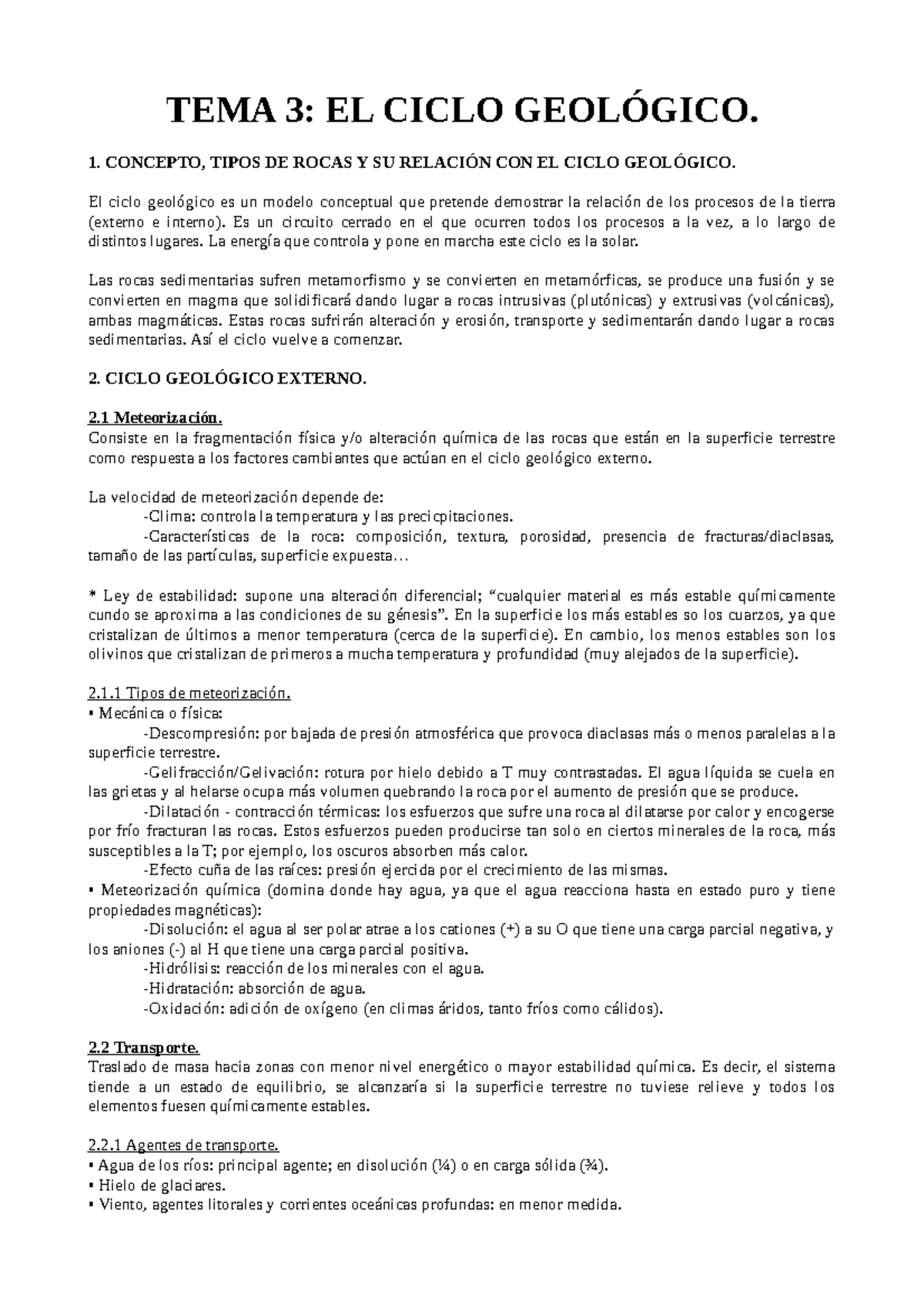 Tema 3 - Ciclo geológico - TEMA 3: EL CICLO GEOLÓGICO. 1. CONCEPTO ...