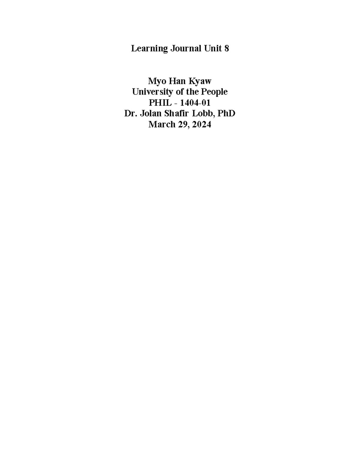 Learning Journal Unit 8 - Jolan Shafir Lobb, PhD March 29, 2024 Introduction Project Shakti is ...