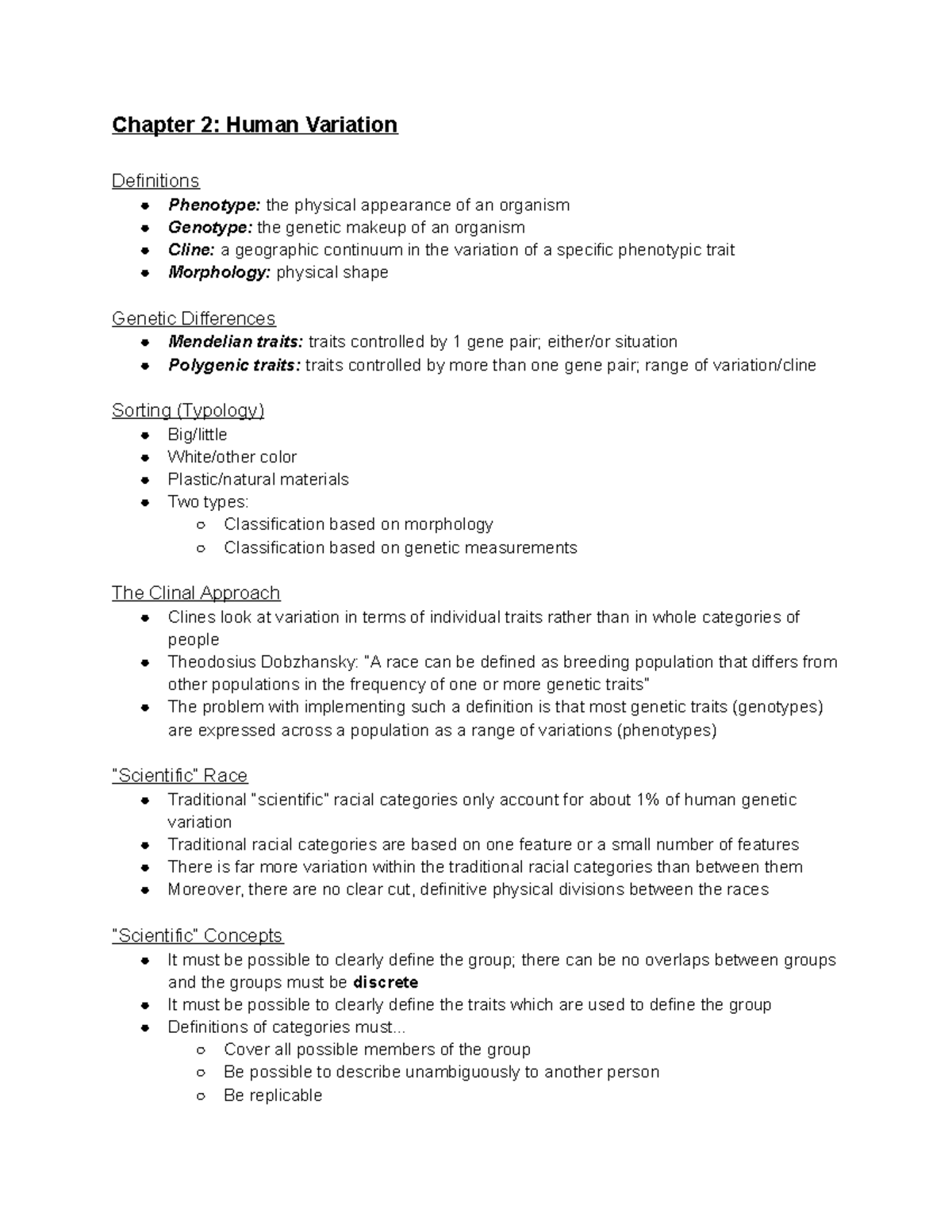 Chapter 2: Human Variation - Chapter 2: Human Variation Definitions ...