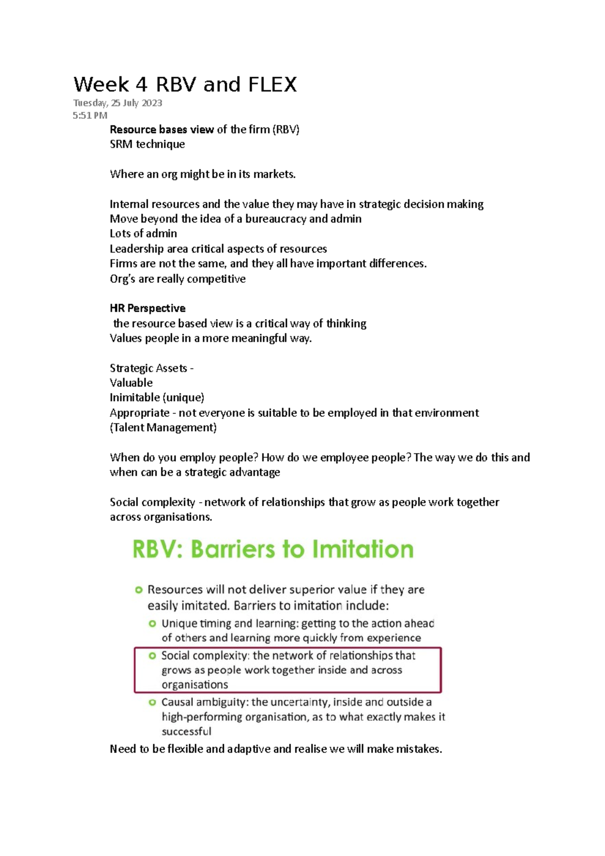 Week 4 RBV and FLEX BUSM3024 2023 - Week 4 RBV and FLEX Tuesday, 25 ...