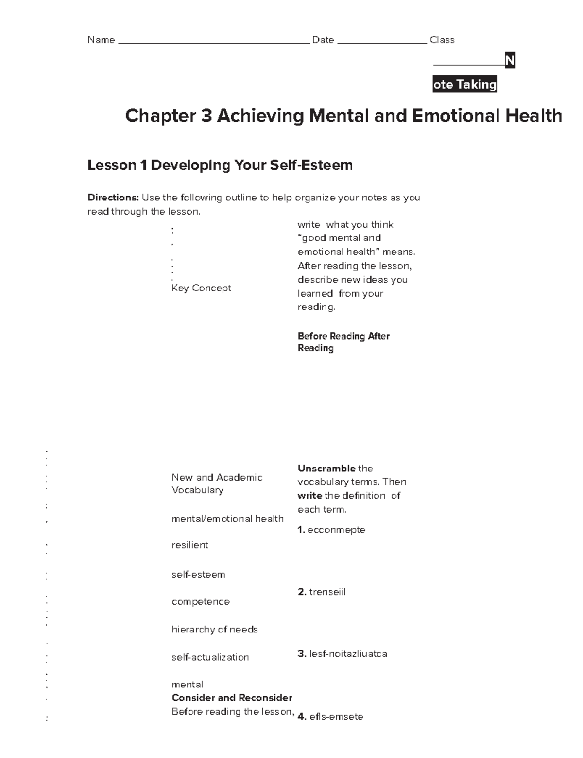 Note Taking L3 - Name ________________________________ Date ...