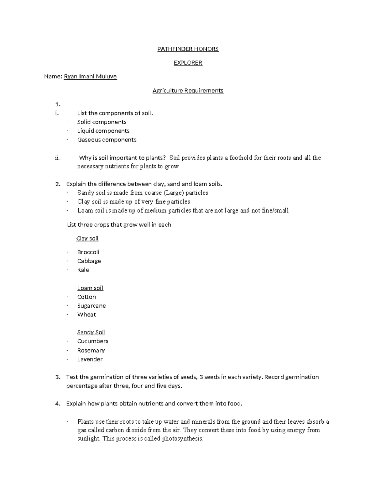 P H. Agric - PATHFINDER HONORS EXPLORER Name: Ryan Imani Muluve ...