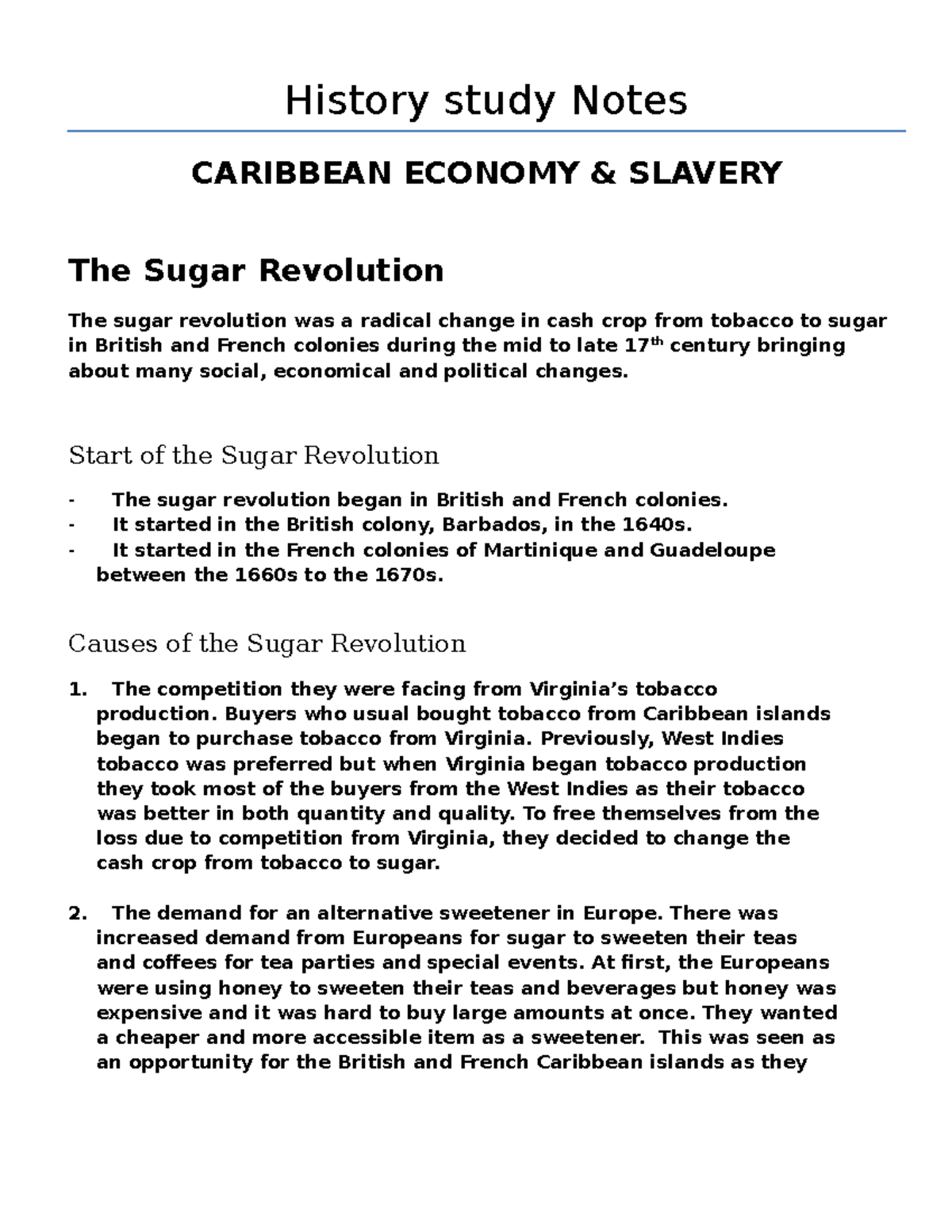 History Study Notes for CSEC Students - History study Notes CARIBBEAN ...