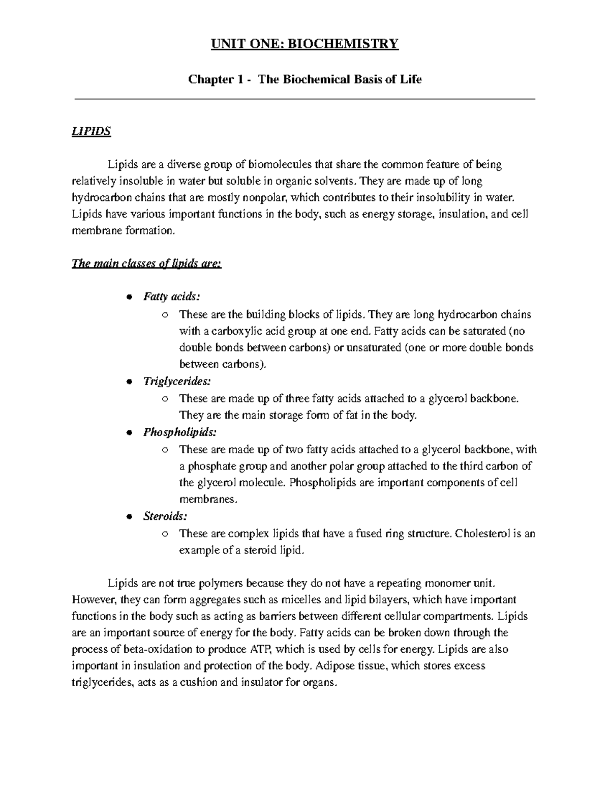 Biochemistry Chapter 1 Section 4 Pt 4 - UNIT ONE: BIOCHEMISTRY Chapter ...