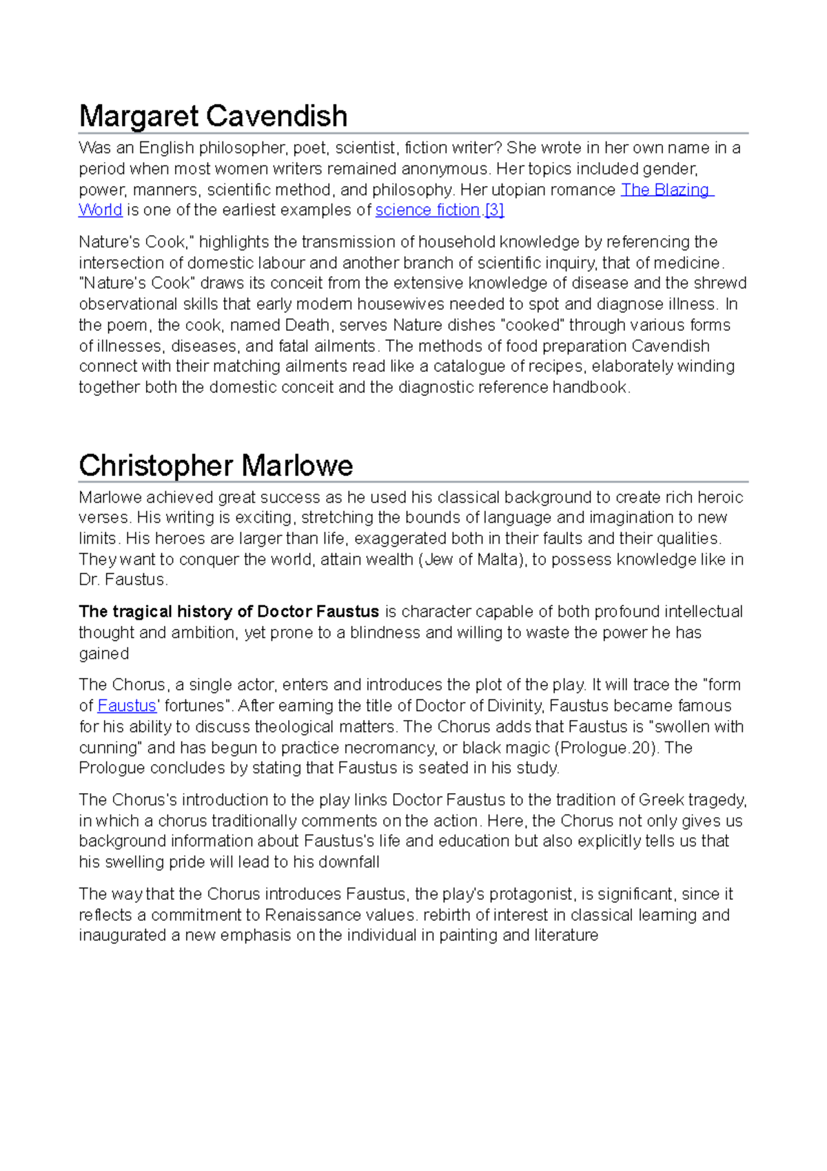 Cavendish,Marlowe ed altri poeti - Margaret Cavendish Was an English ...