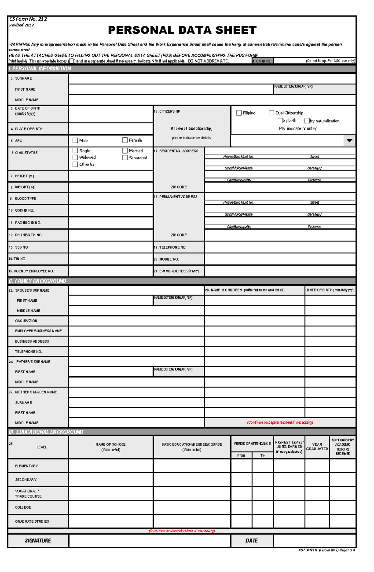 PDS FORM Print Legibly Tick Appropriate Boxes And Use Separate