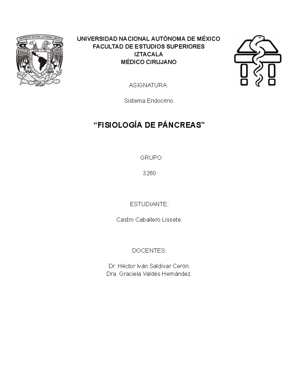 Fisiologia Pancreas-LCC - 81,9(56,'$' 1$&,21$/ $87Ï120$ '( 0e;,& )$&8/ 7 - Studocu