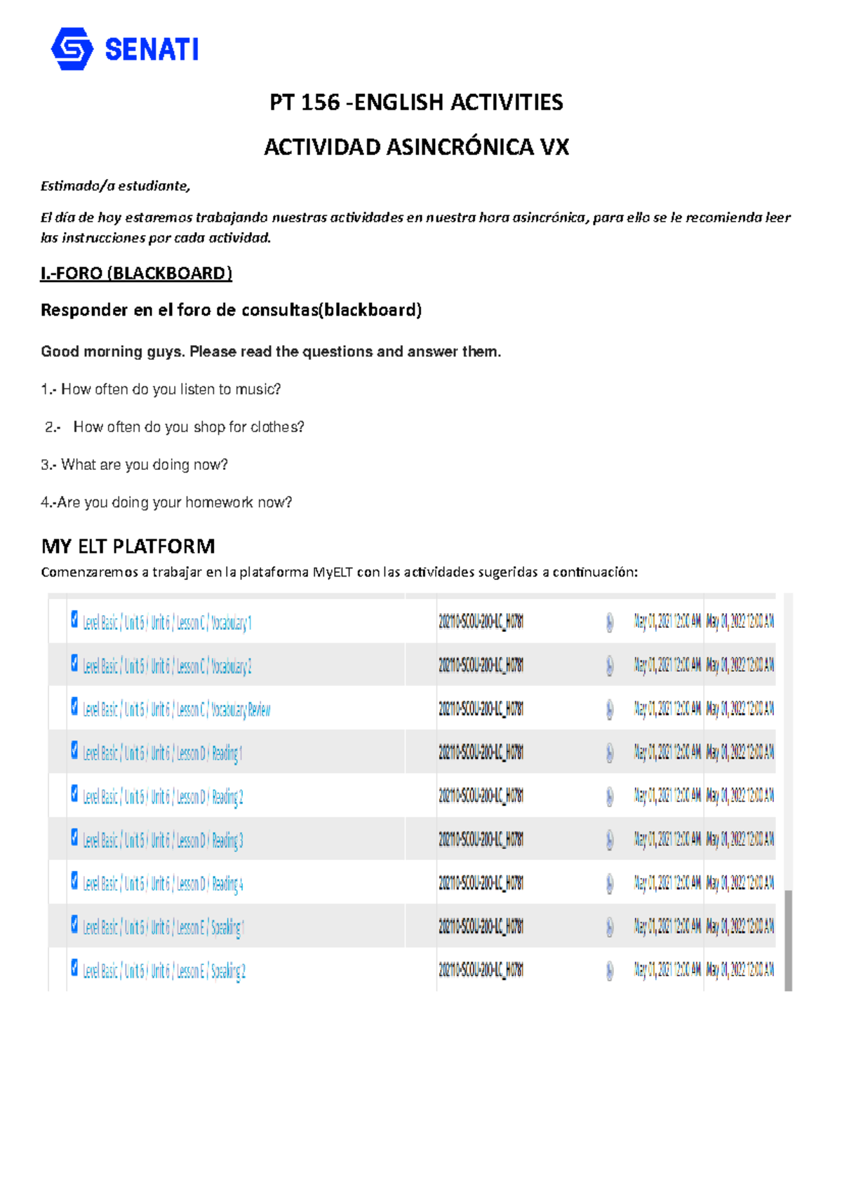 PT 156 English Activities- 15TH Clase Asincrónica - PT 156 -ENGLISH ...